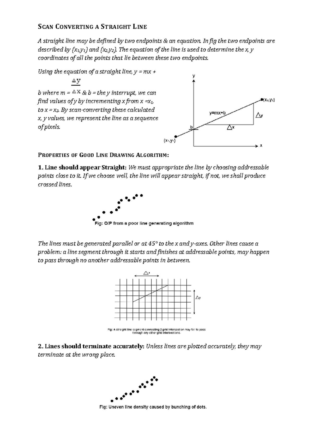 Scan Converting a Straight Line - SCAN CONVERTING A STRAIGHT LINE A straight line may be defined ...
