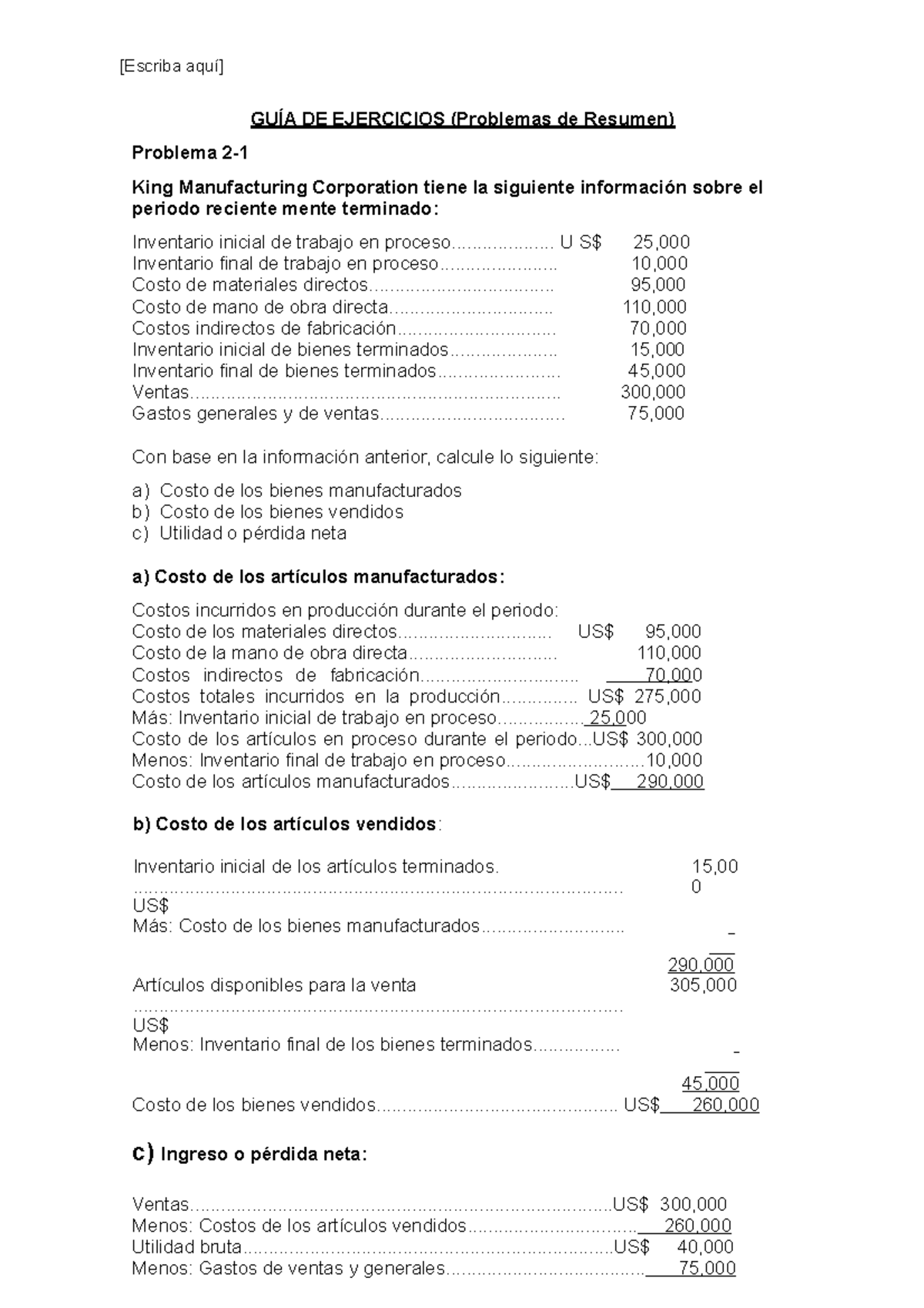 Tarea De Costos Ejercicios De Contabilidad De Costos Administracion