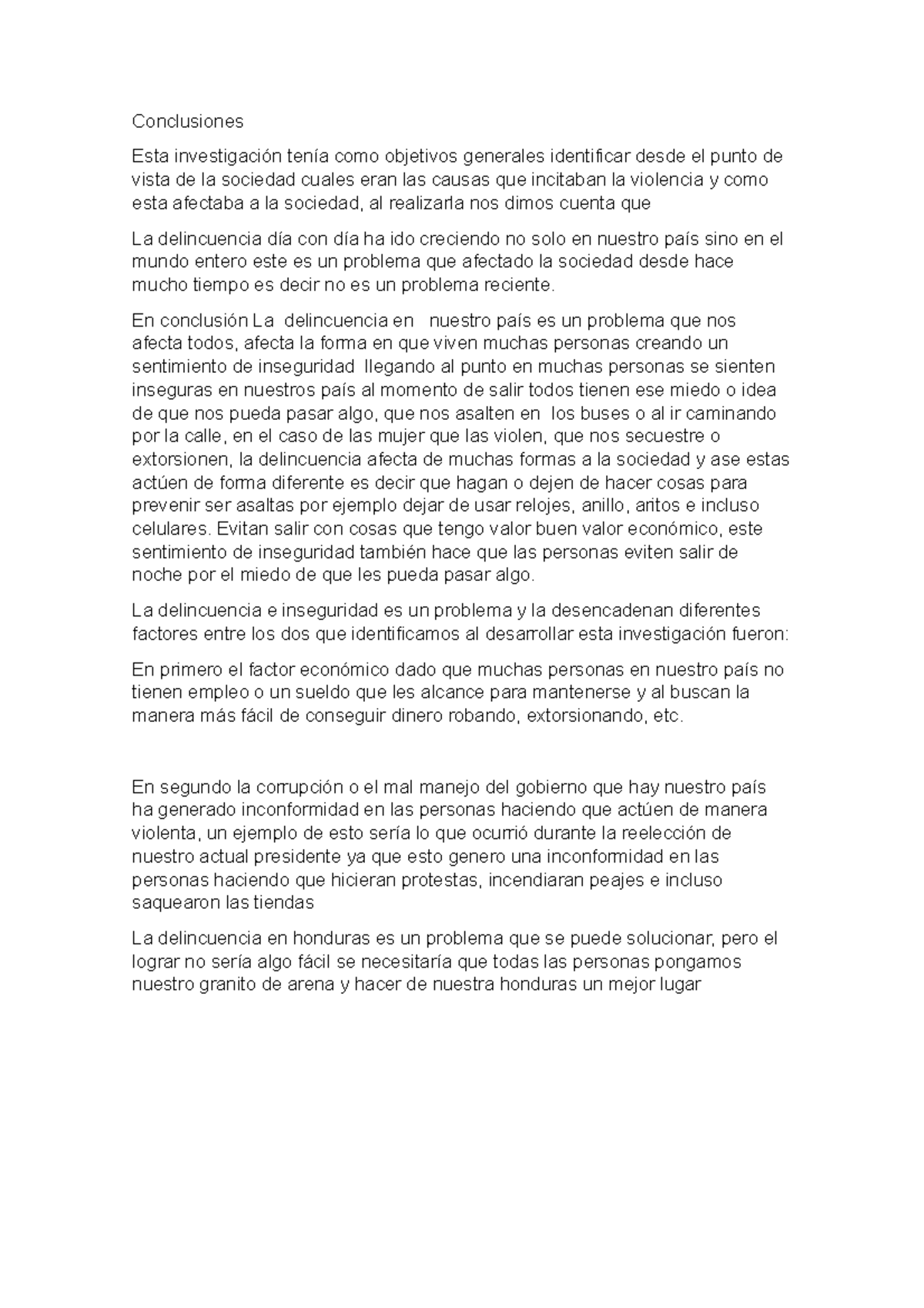 Conclusiones - tareas - Conclusiones Esta investigación tenía como ...