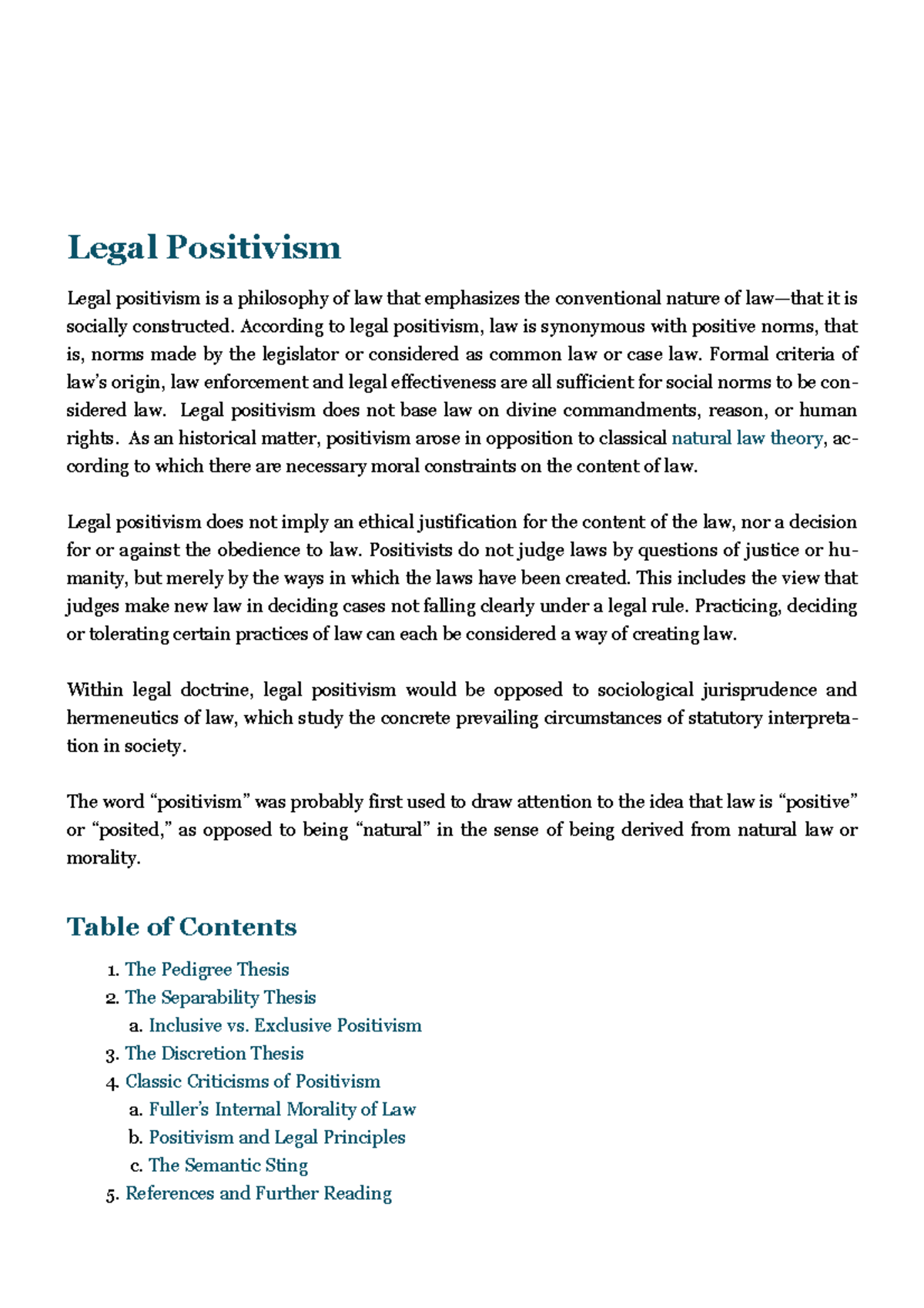 Legal Positivism Internet Encyclopedia of Philosophy - Legal Positivism ...