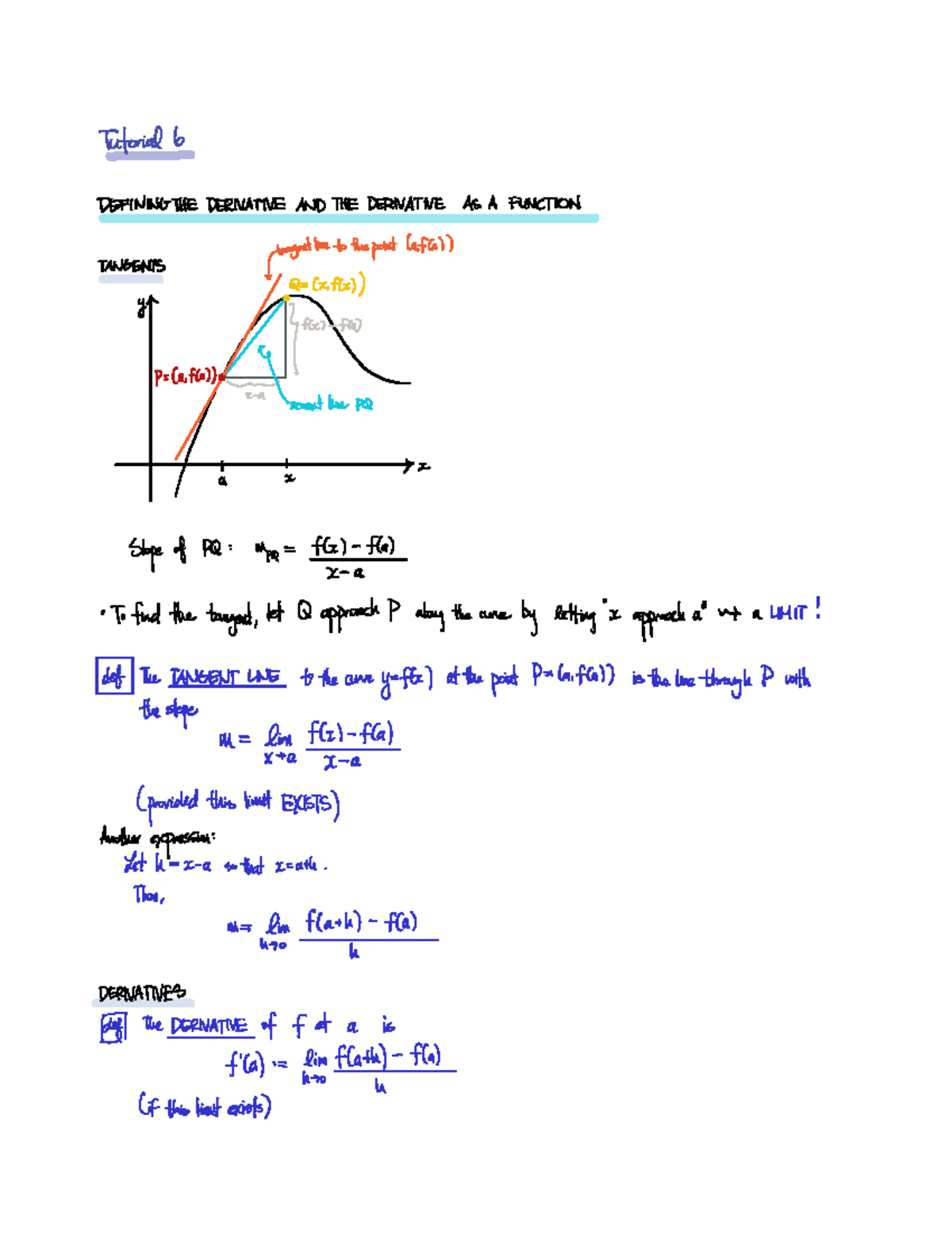 2022.09.28+calc+1000A+tutorial+6 - Tutorial 6 DEFININGTHEDERIVATIVE ...