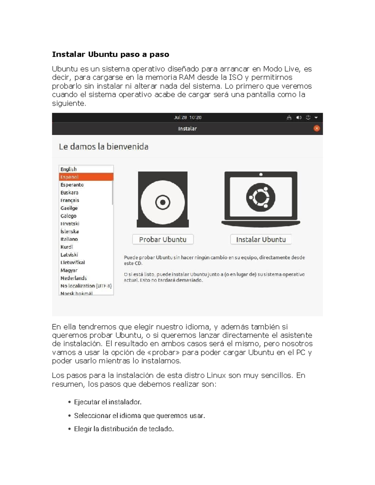Instalar SO paso a paso - sistema operativo - Instalar Ubuntu paso a paso Ubuntu es un sistema ...
