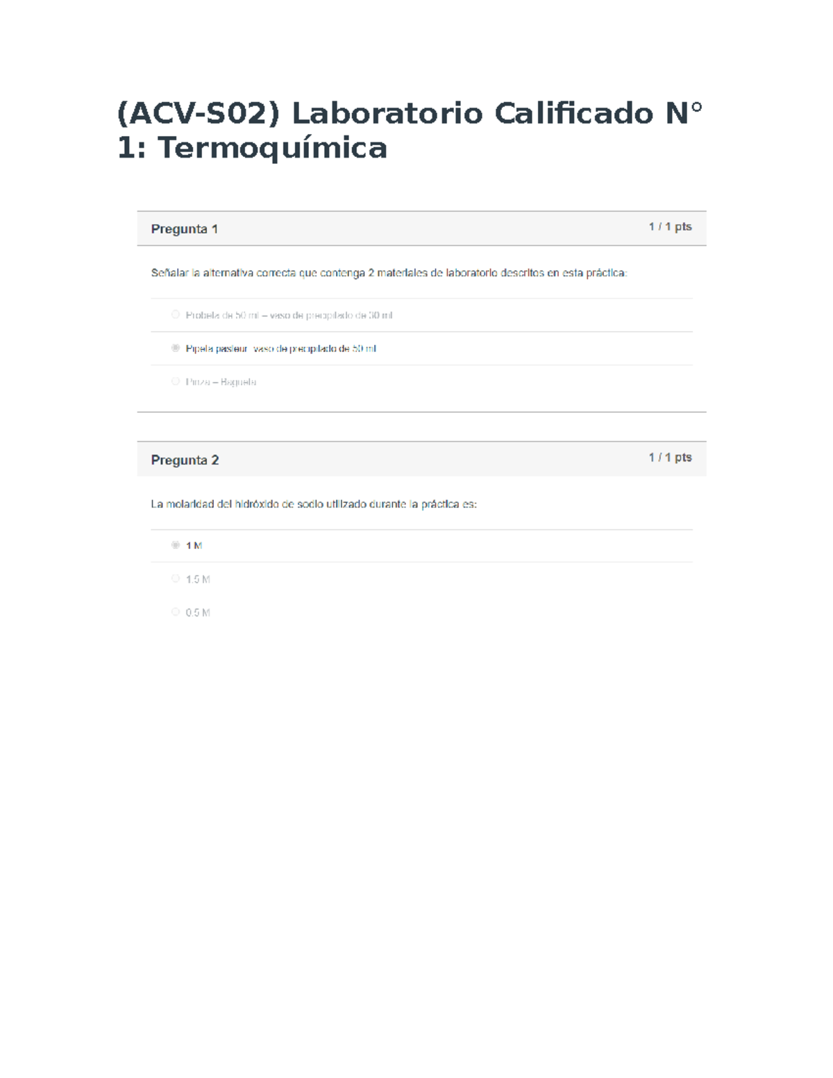 Acv S02 Laboratorio Calificado N° 1 Termoquímica Fisicoquimica