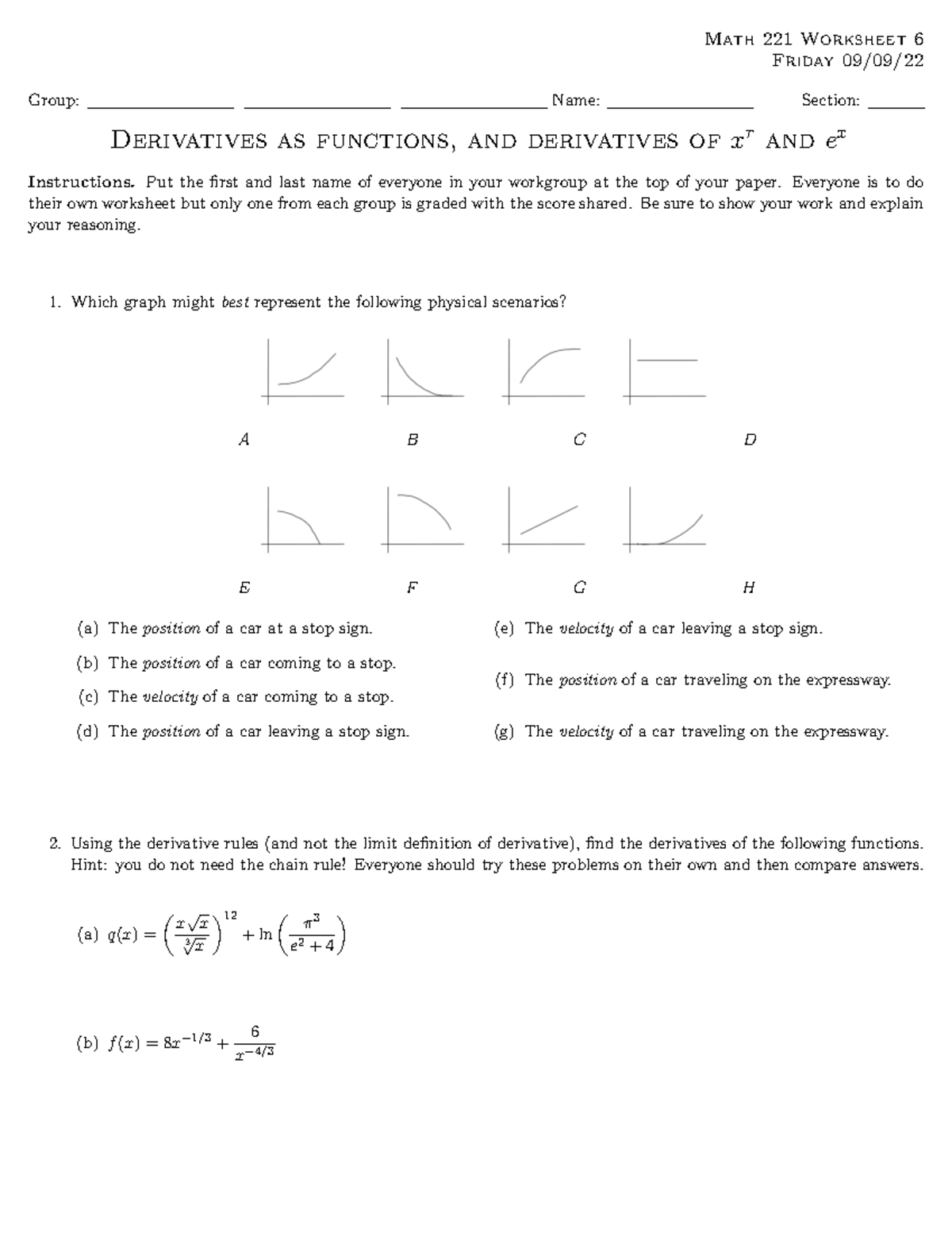 WS6 090922 - Derivative as Functions - Math 221 Worksheet 6 Friday 09 ...