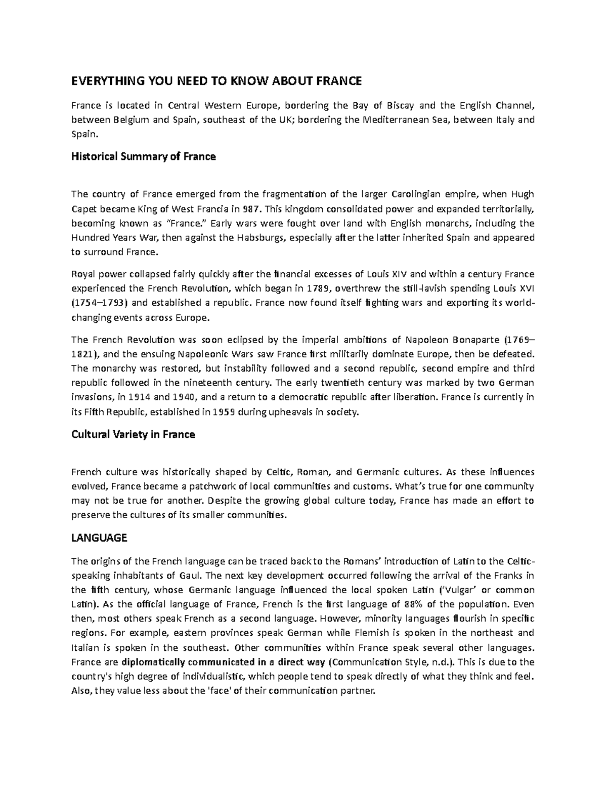 My reasearch abt france - EVERYTHING YOU NEED TO KNOW ABOUT FRANCE ...