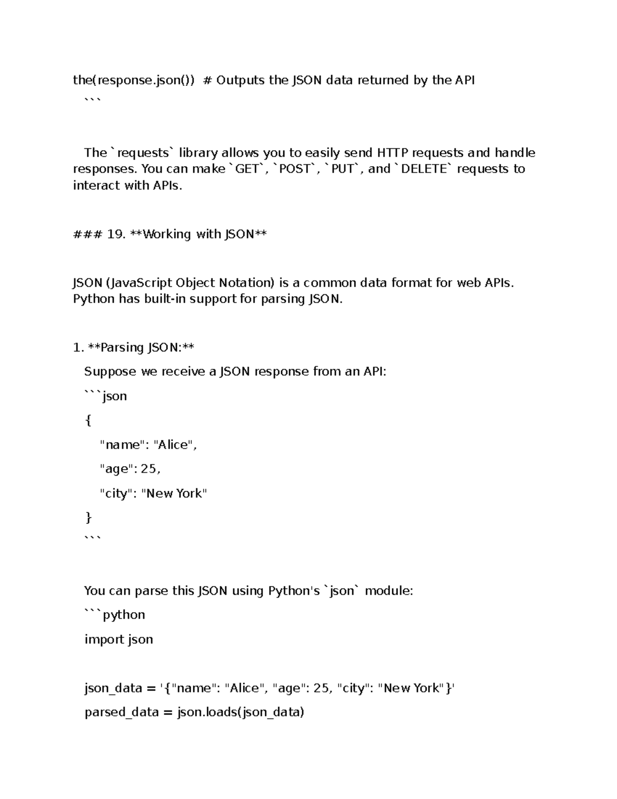 Lesson 25 - computer application 2 - the(response()) # Outputs the JSON data returned by the API ...