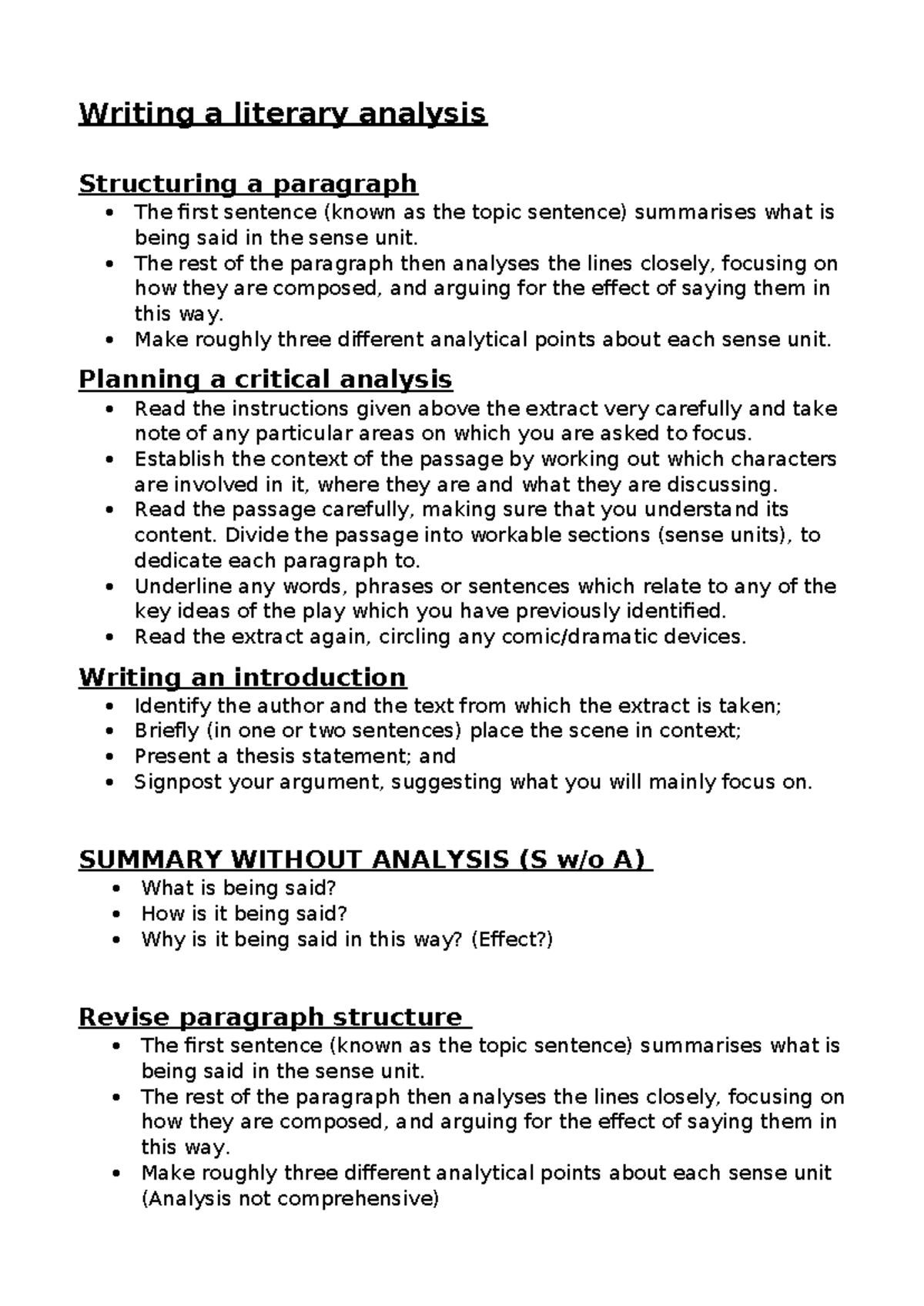 Writing a literary analysis - Writing a literary analysis Structuring a ...