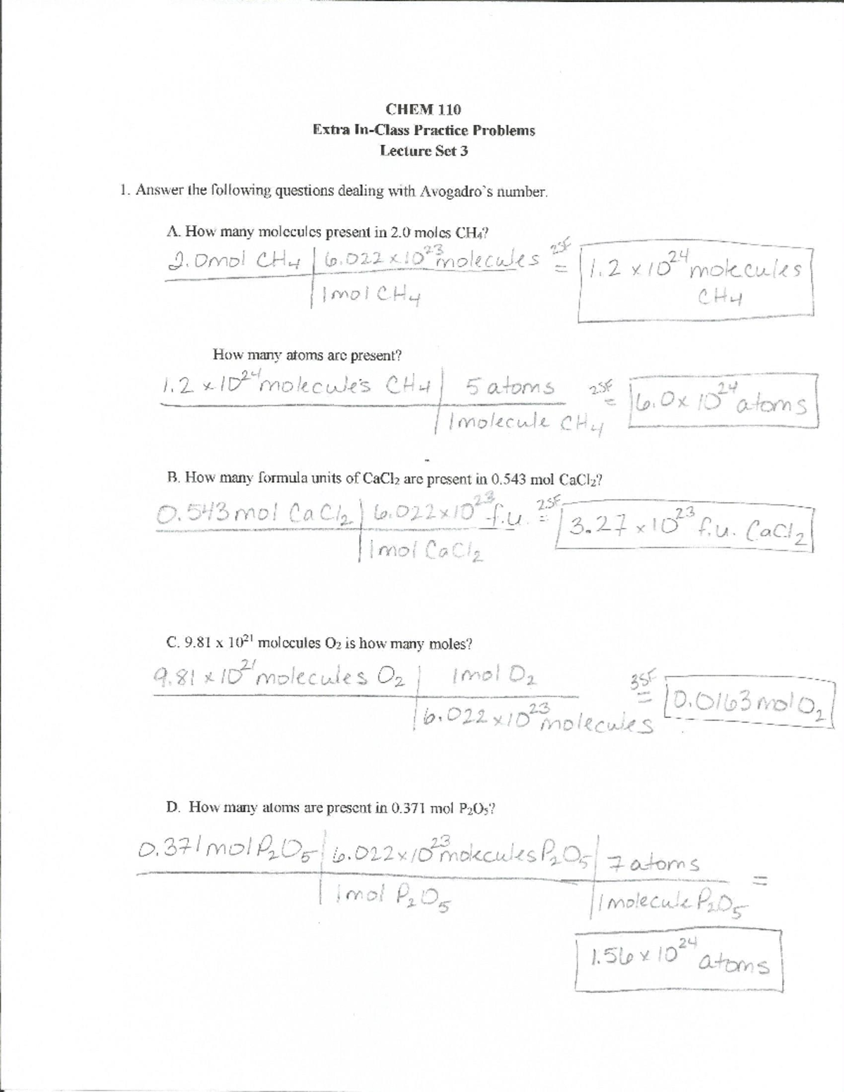 CHEM 110: Lecture 3 Practice Problems - CHEM 110 - Studocu