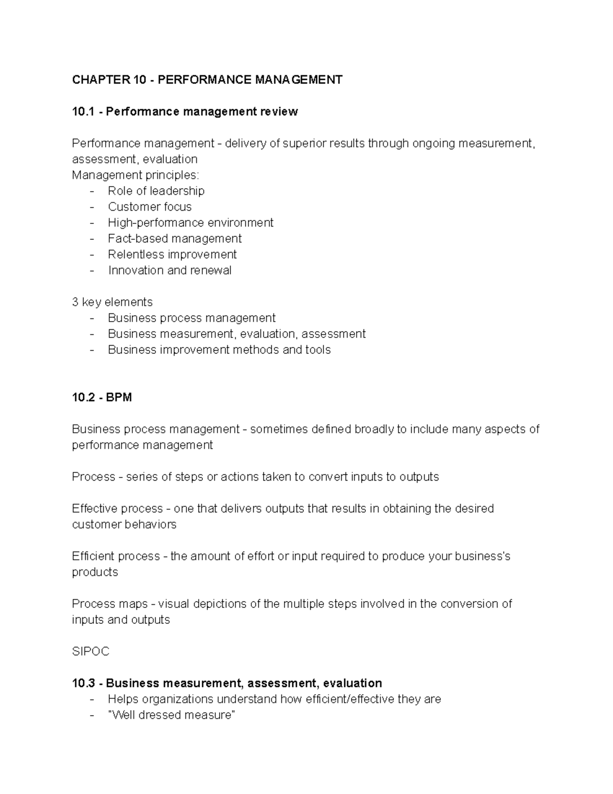 Chapter 10 Study Guide - CHAPTER 10 - PERFORMANCE MANAGEMENT 10 - Performance management review ...