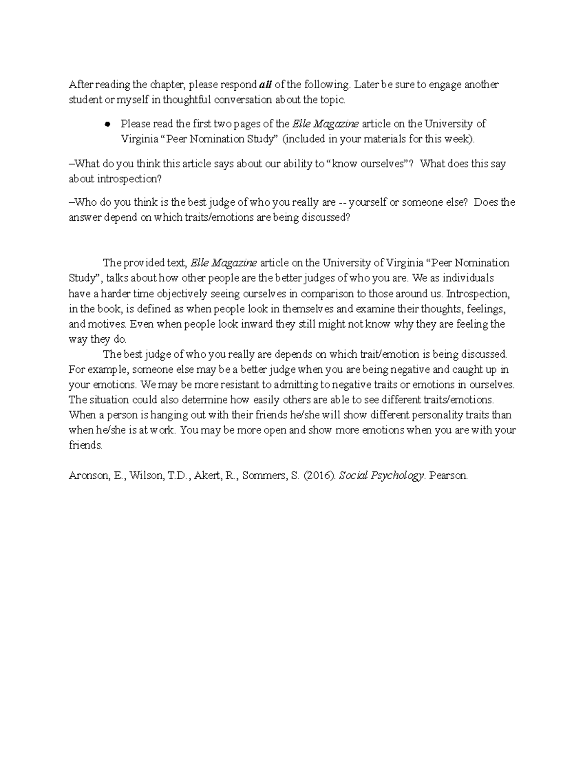 SP Discussion 5 - Weekly question and example answer - After reading ...