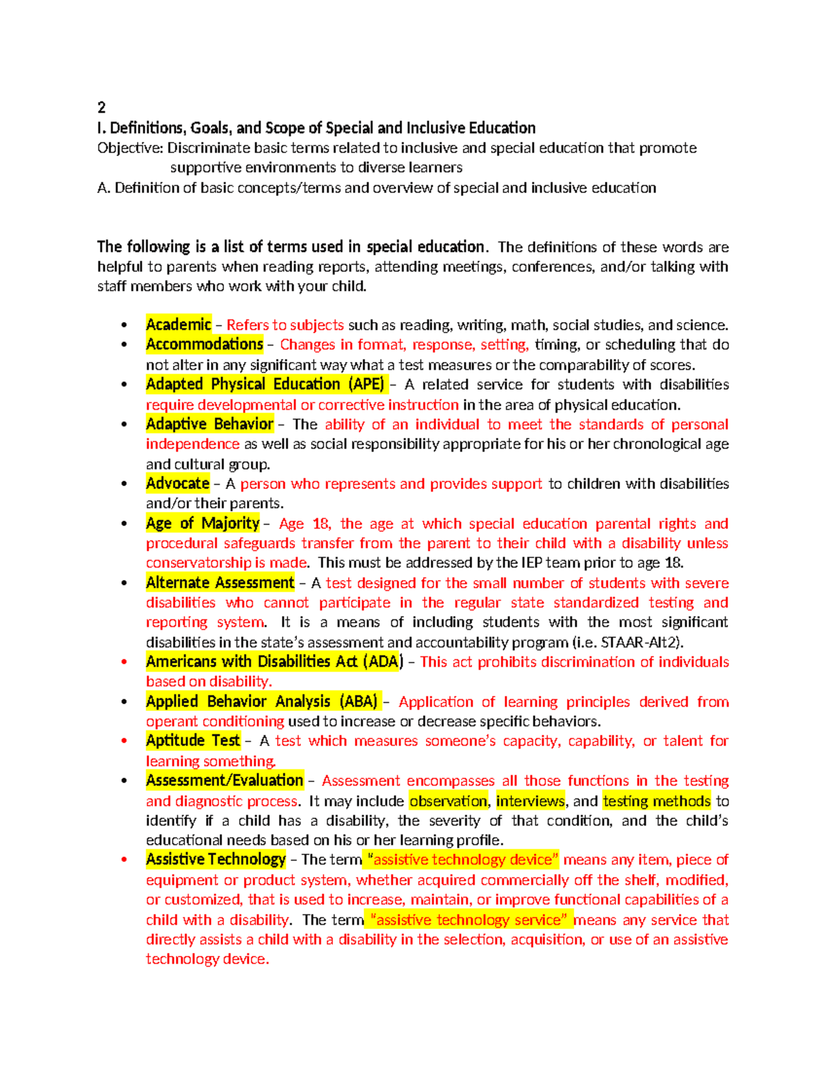 FSIEd-Terms to Study-Week-2 - 2 I. Definitions, Goals, and Scope of ...