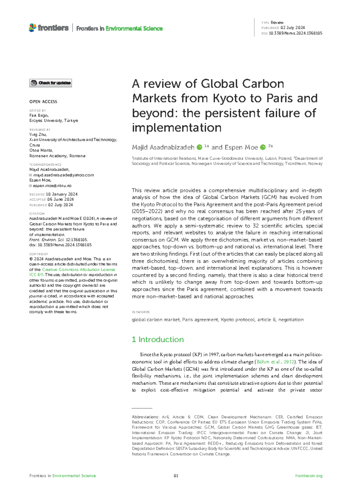 Fenvs-12-1368105 - Mm…. - A review of Global Carbon Markets from Kyoto ...