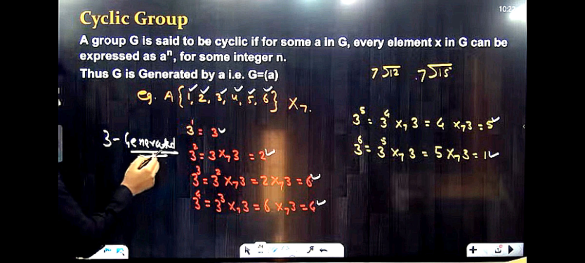 D5 - 5 - Notes - 10:22 Cyclic Group A group G is said to be cyclic if ...