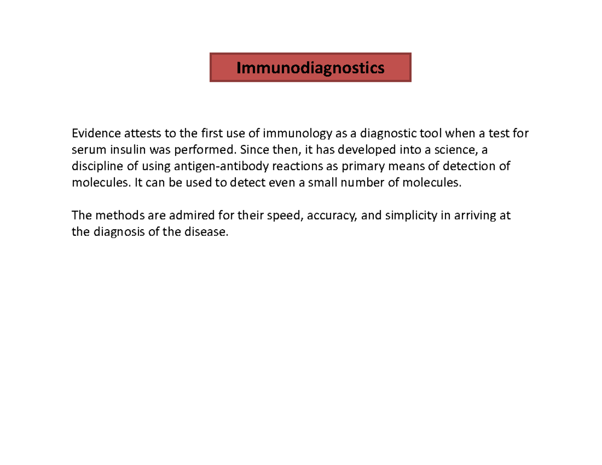 Immunodiagnostics - Evidence attests to the first use of immunology as ...