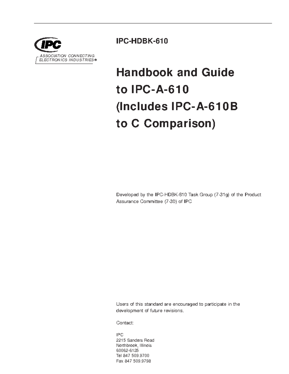 Ipc-hdbk-610 - dfgfd - IPC-HDBK- Handbook and Guide to IPC-A- (Includes ...
