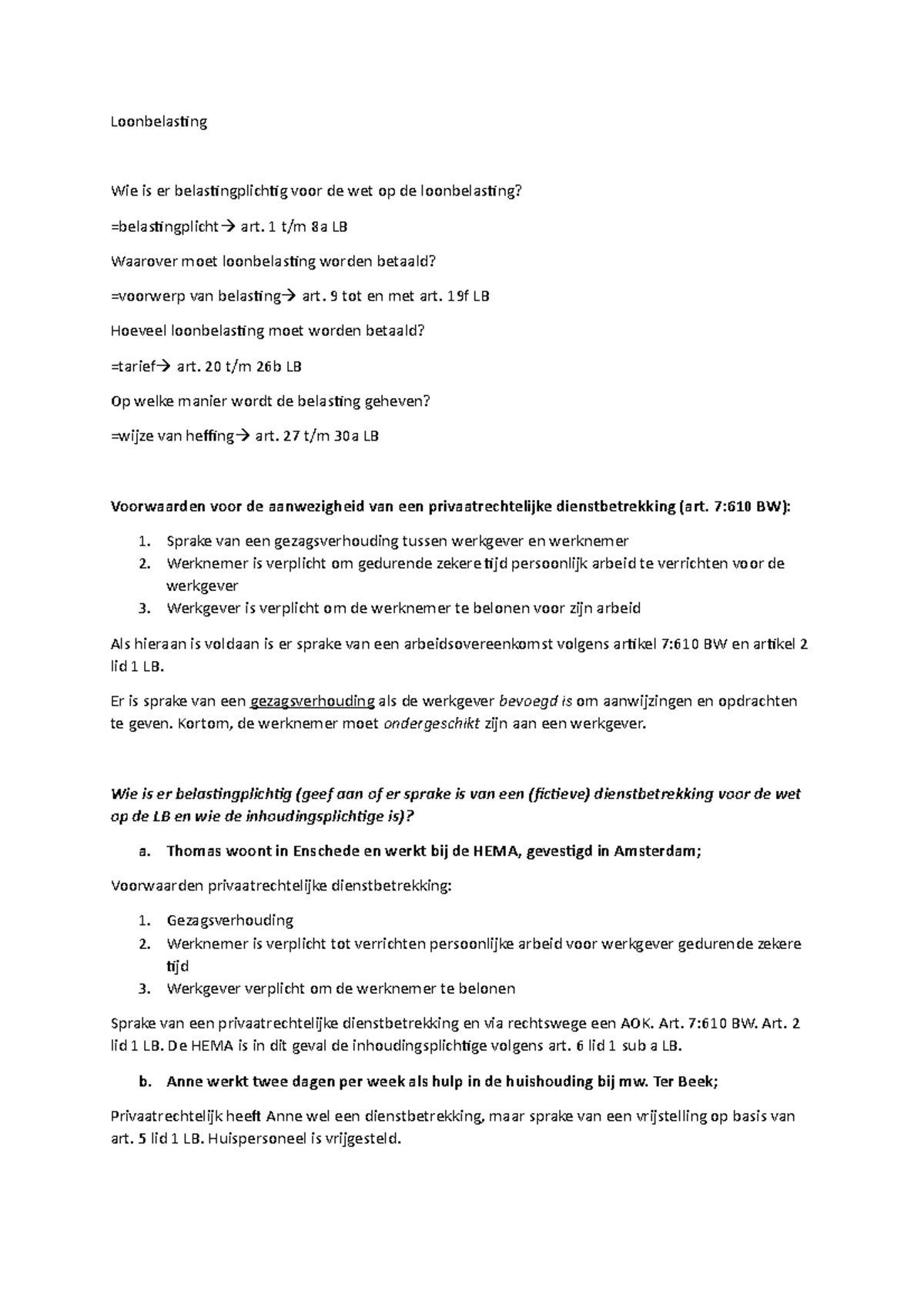 Loonbelasting samenvatting - Loonbelasting Wie is er belastingplichtig ...