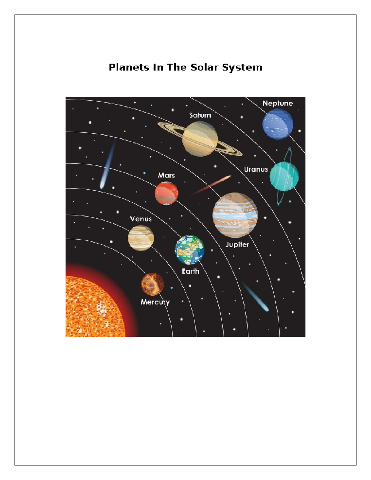 Planets In The Solar Systeml - Planets In The Solar System 1)Mercury o ...