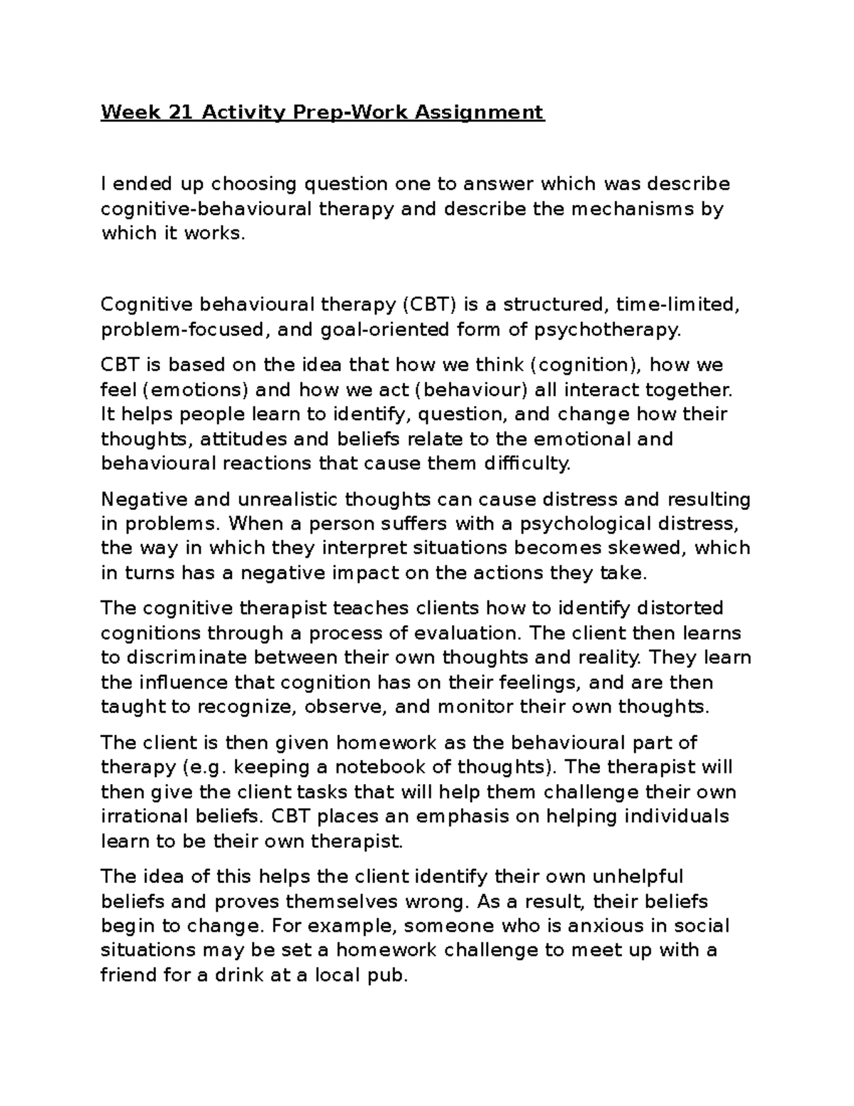 Week 21 Activity Prep - Week 21 Activity Prep-Work Assignment I ended ...