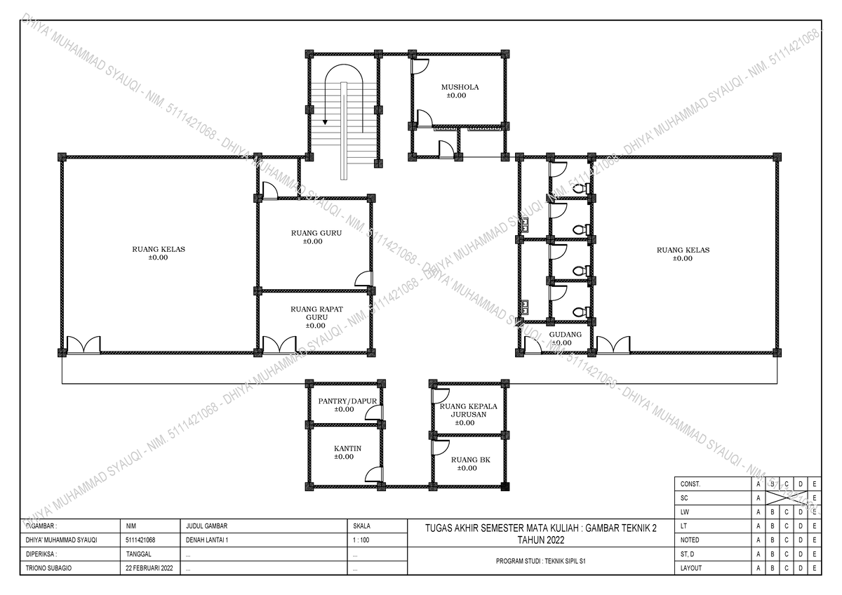 Denah UQI- Denah Lantai 1 - RUANG KELAS ±0. RUANG KELAS ±0. RUANG RAPAT ...