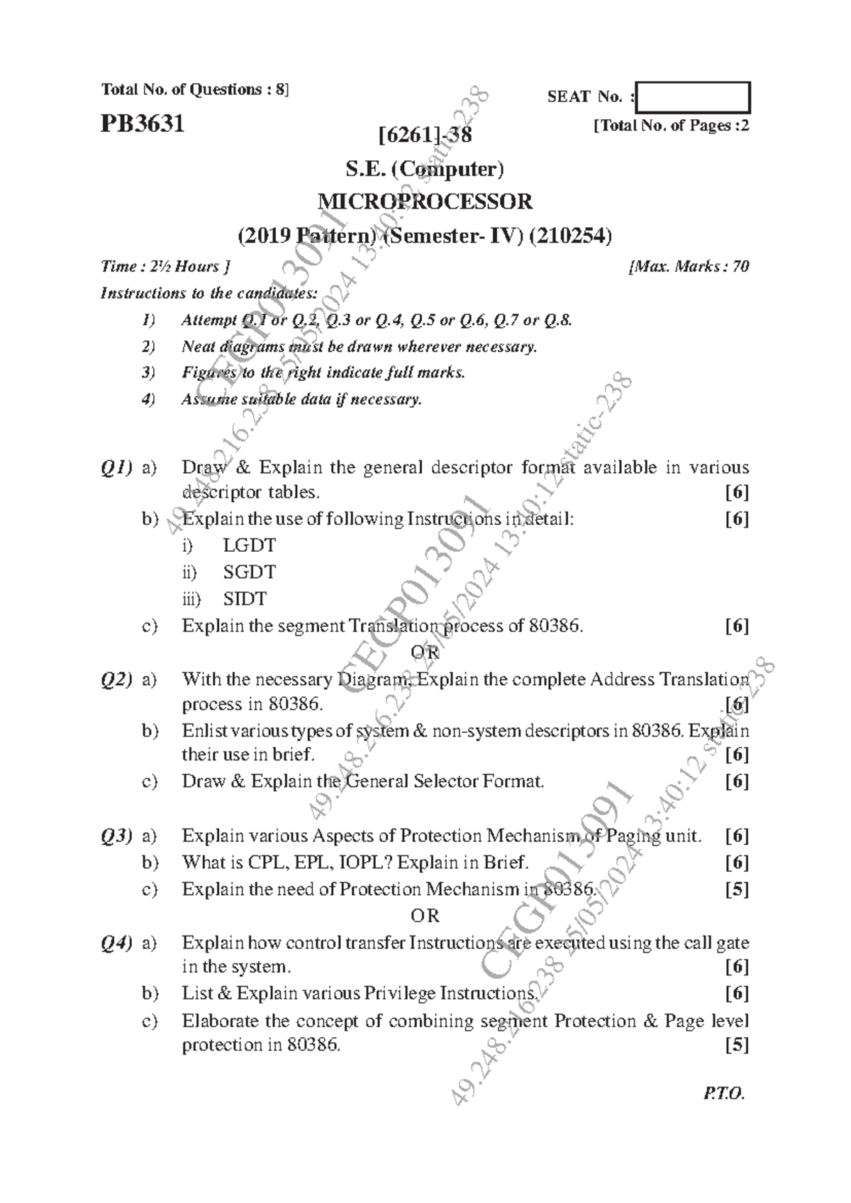 May Jun 2024 - Questions paper - Total No. of Questions : 8] [6261]- S ...