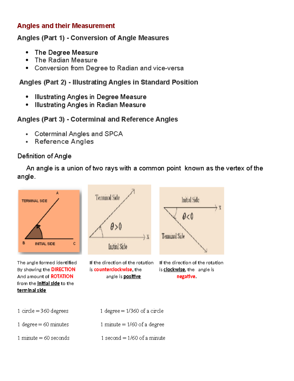 Angles-and-their-Measurement - Angles and their Measurement Angles ...