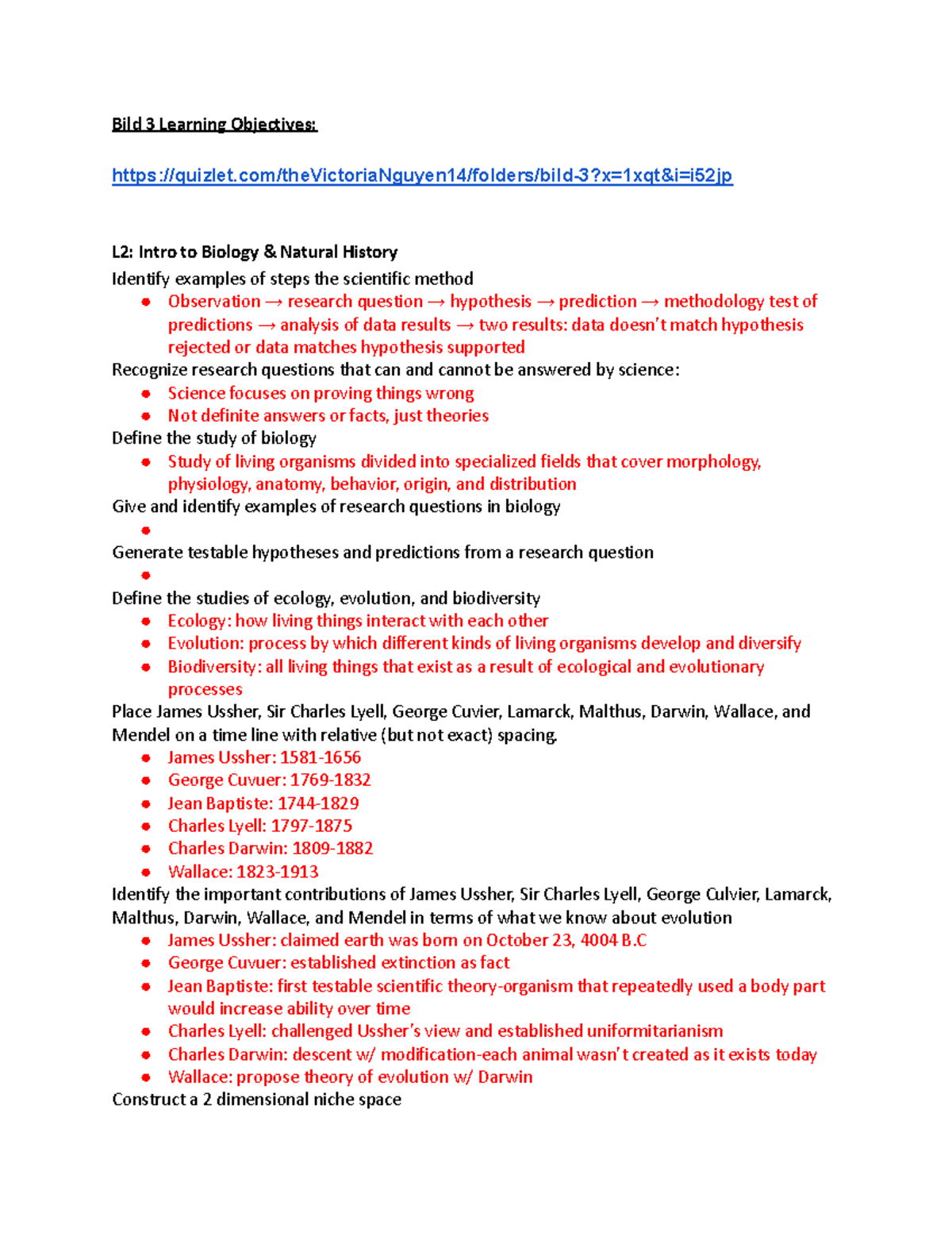 Copy of Bild 3 Learning Objectives for 1st midterm - BILD 3 - UCSD ...