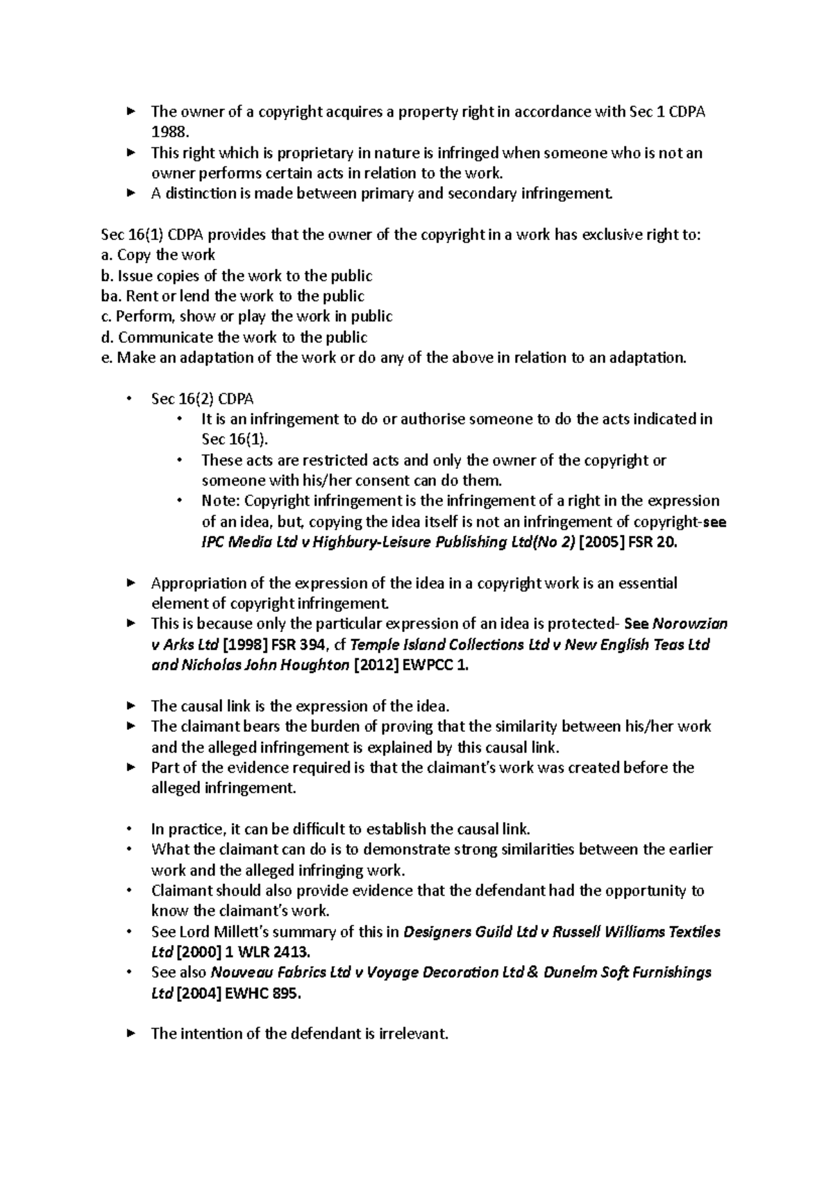 IP 1 - Lecture notes 1 - } The owner of a copyright acquires a property ...
