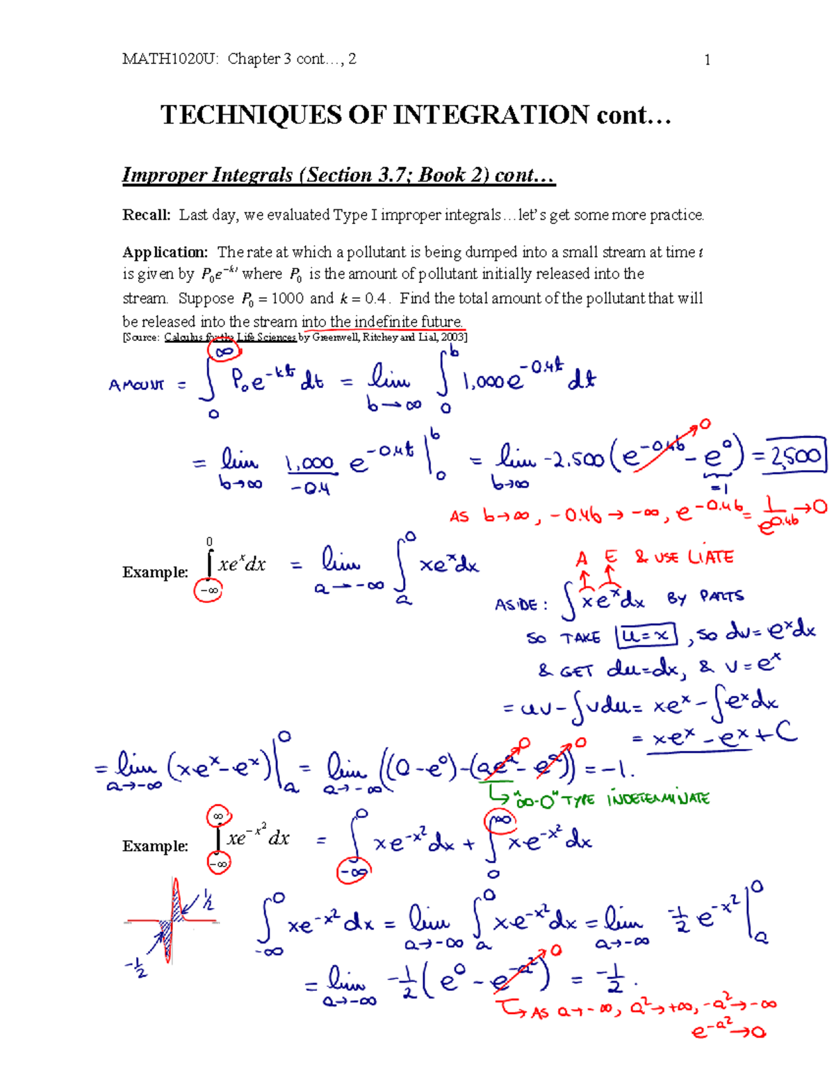 Week 4 Lecture 1 Ver. 3 - TECHNIQUES OF INTEGRATION cont... Improper ...