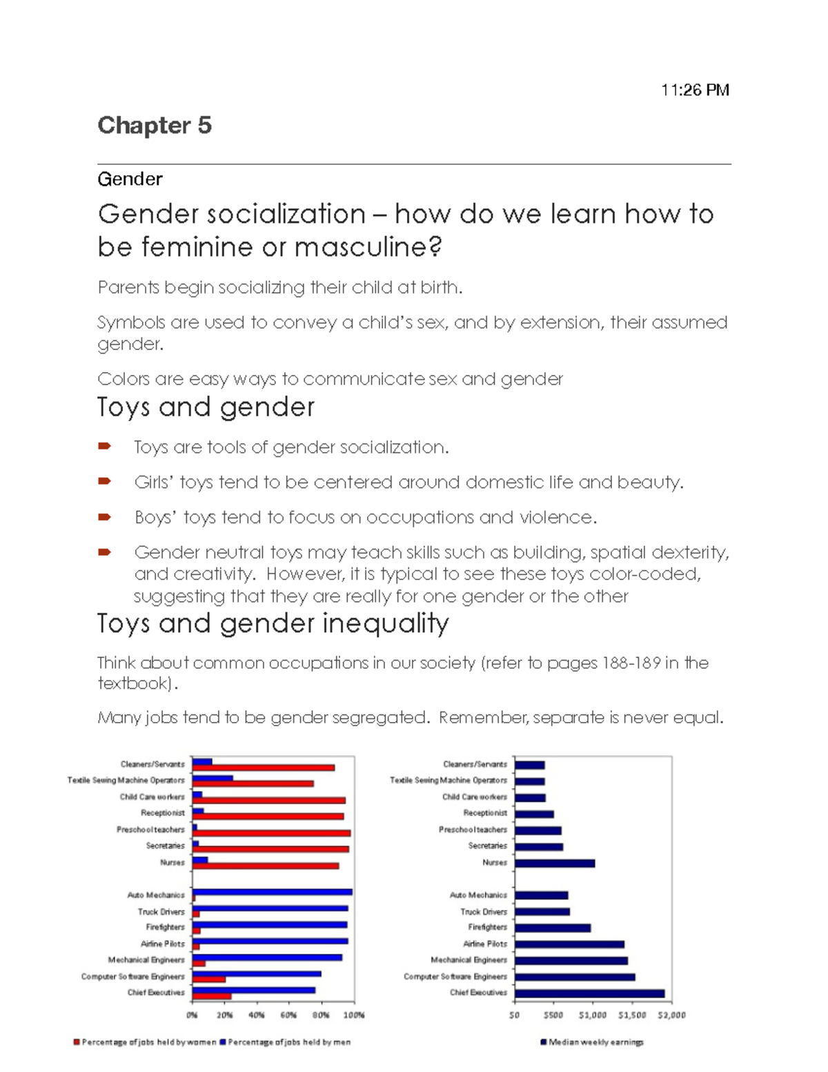 Soc-12 chapter 5 pt2 - notes - 11:26 PM Chapter 5 Gender Gender ...