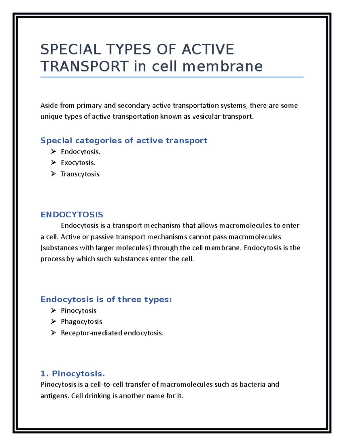 AN Overview OF Special Types OF Active Transport IN CELL Membrane ...
