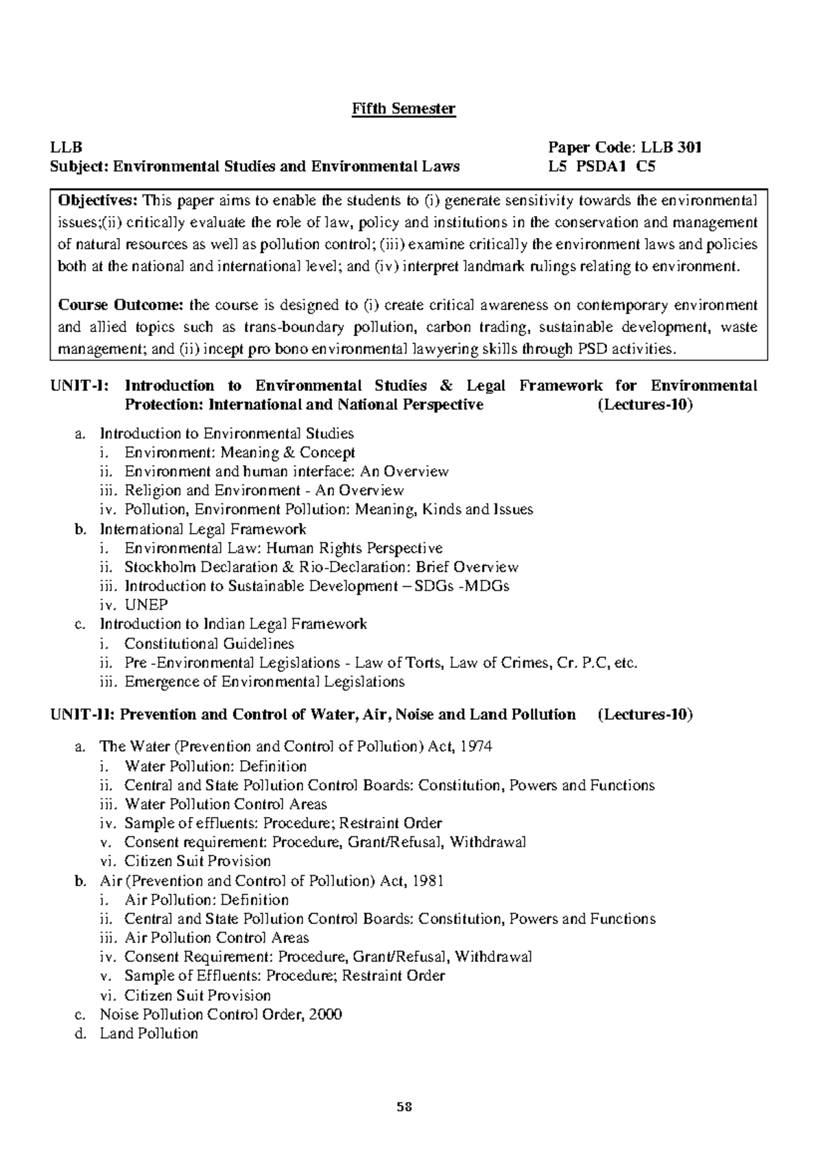 Integrated Five year B.B.A. LL.B(Hons.)w.e.f 2022-23 - Fifth Semester ...