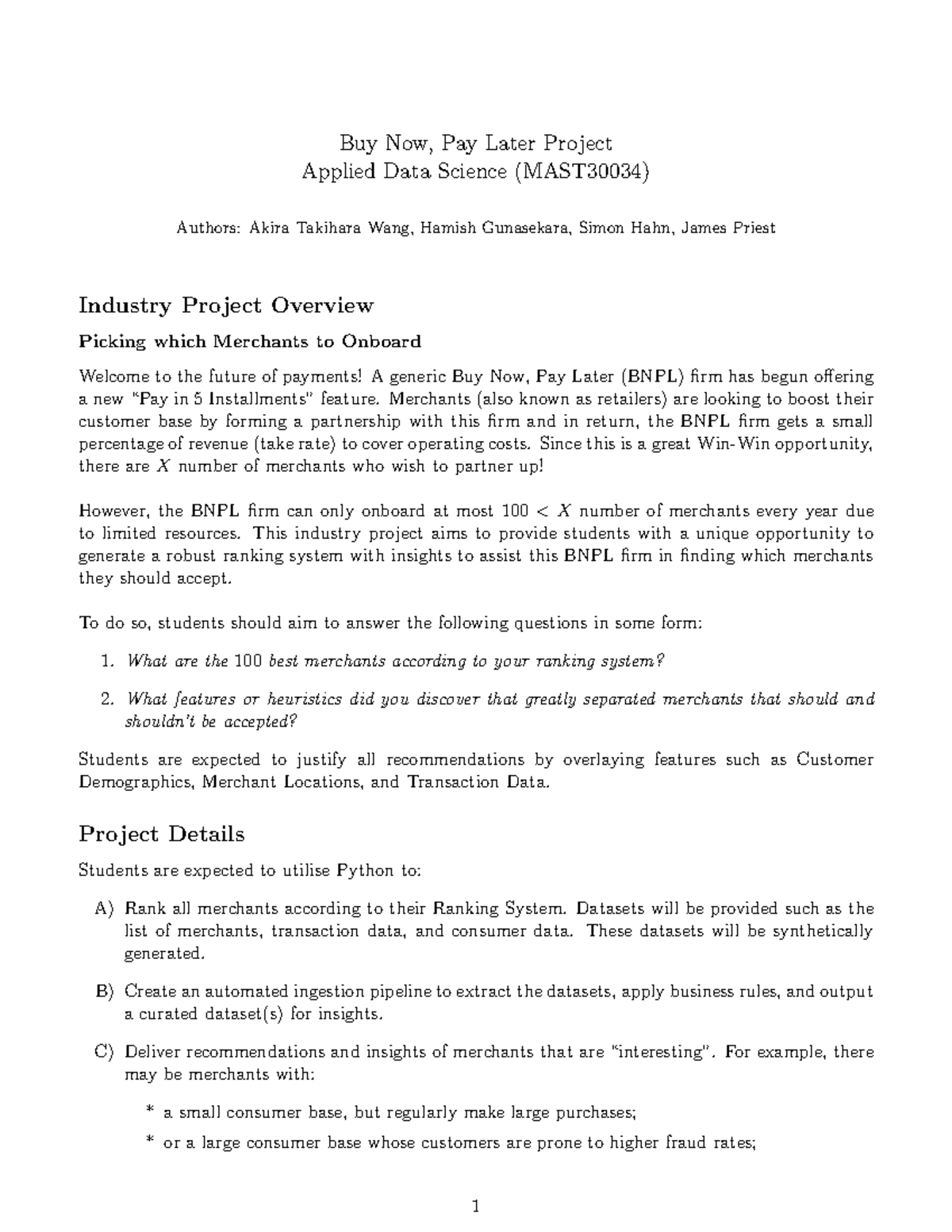Pay Later Industry Project Spec 2022 - Buy Now, Pay Later Project ...
