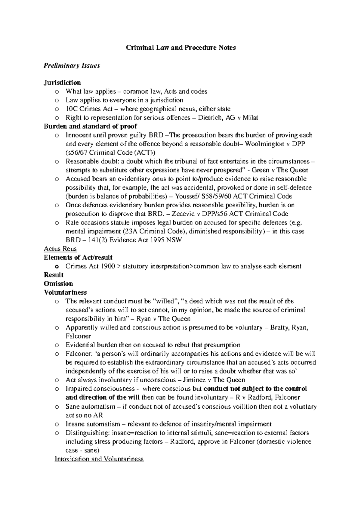 Criminal Law and Procedure Notes - Studocu