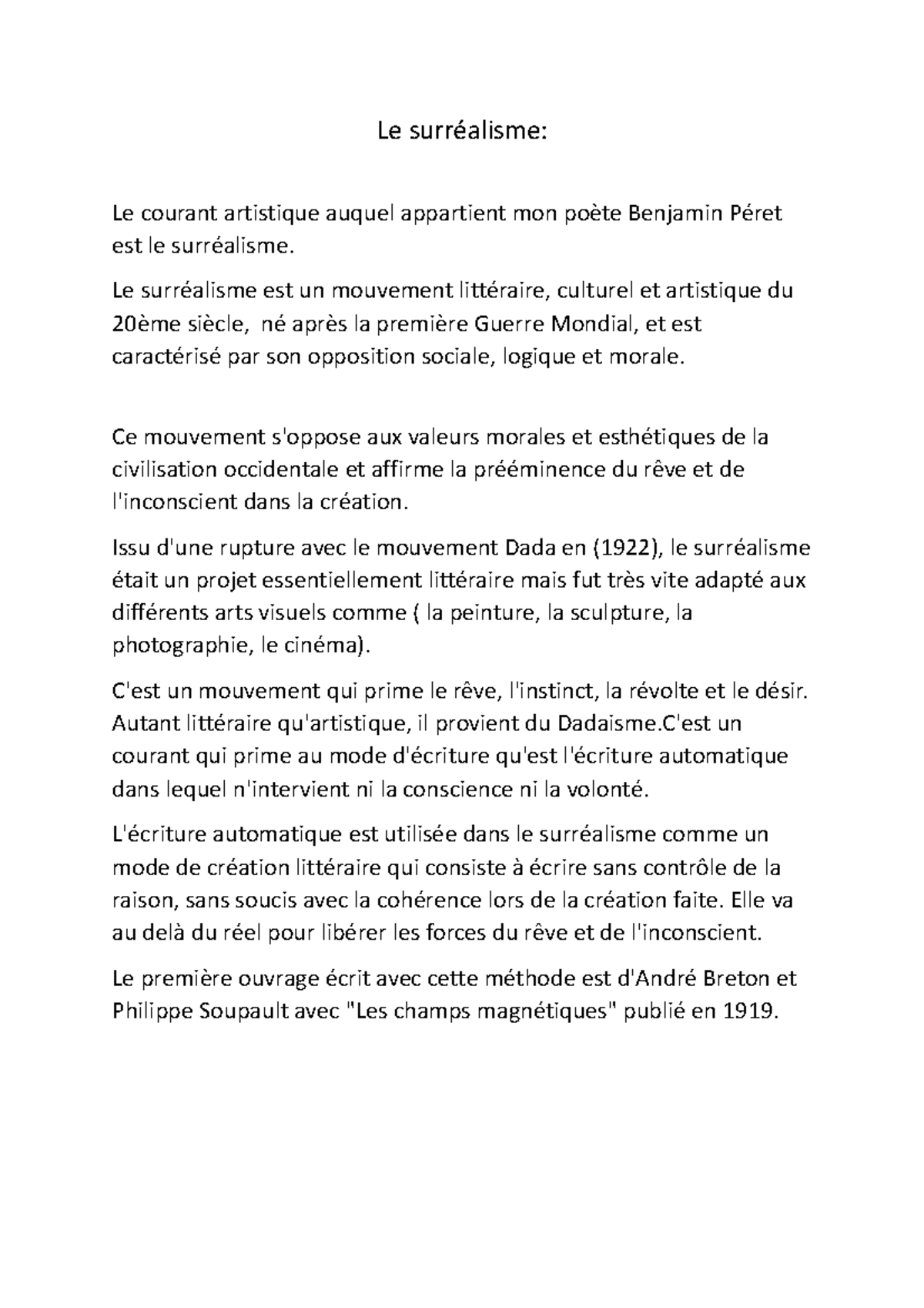 Surrealisme Benjamin Peret - Le surréalisme: Le courant artistique ...