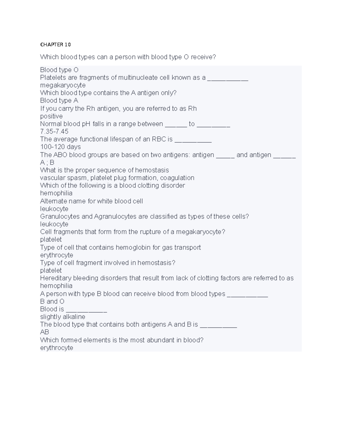 Chapter 10 Blood Upload - CHAPTER 10 Which blood types can a person ...