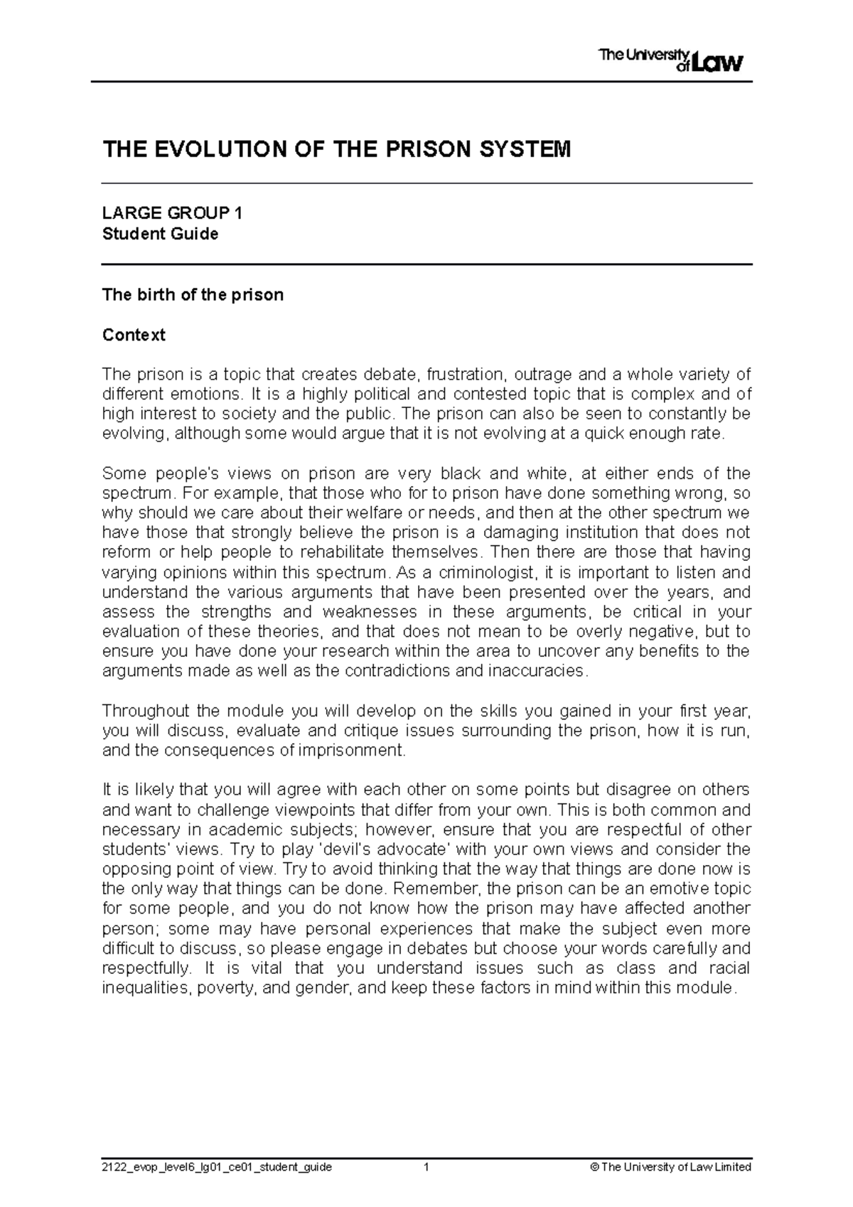 Evolution of prison lg1 - THE EVOLUTION OF THE PRISON SYSTEM LARGE ...