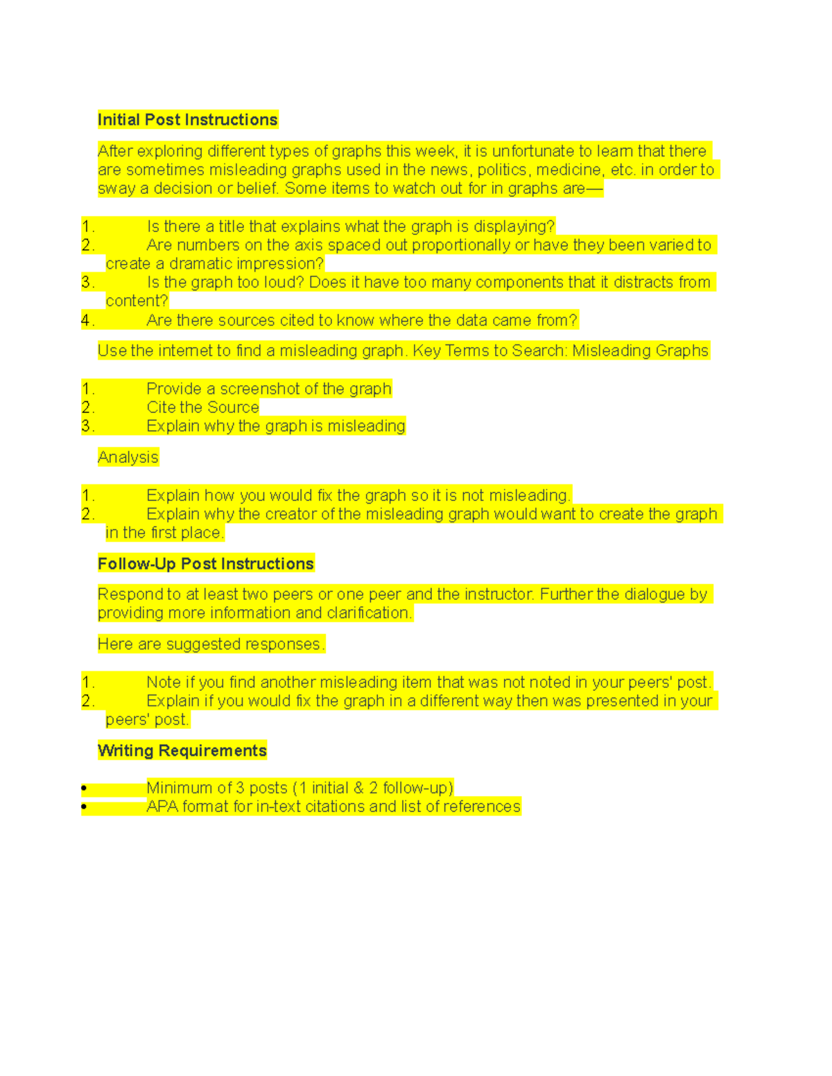 MATH399 Week 2 Discussion Misleading Graphs - Initial Post Instructions After exploring ...