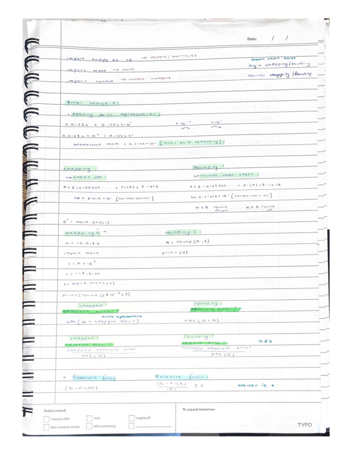 Error notes - Summary Scientific computing - APPM1030A - Studocu