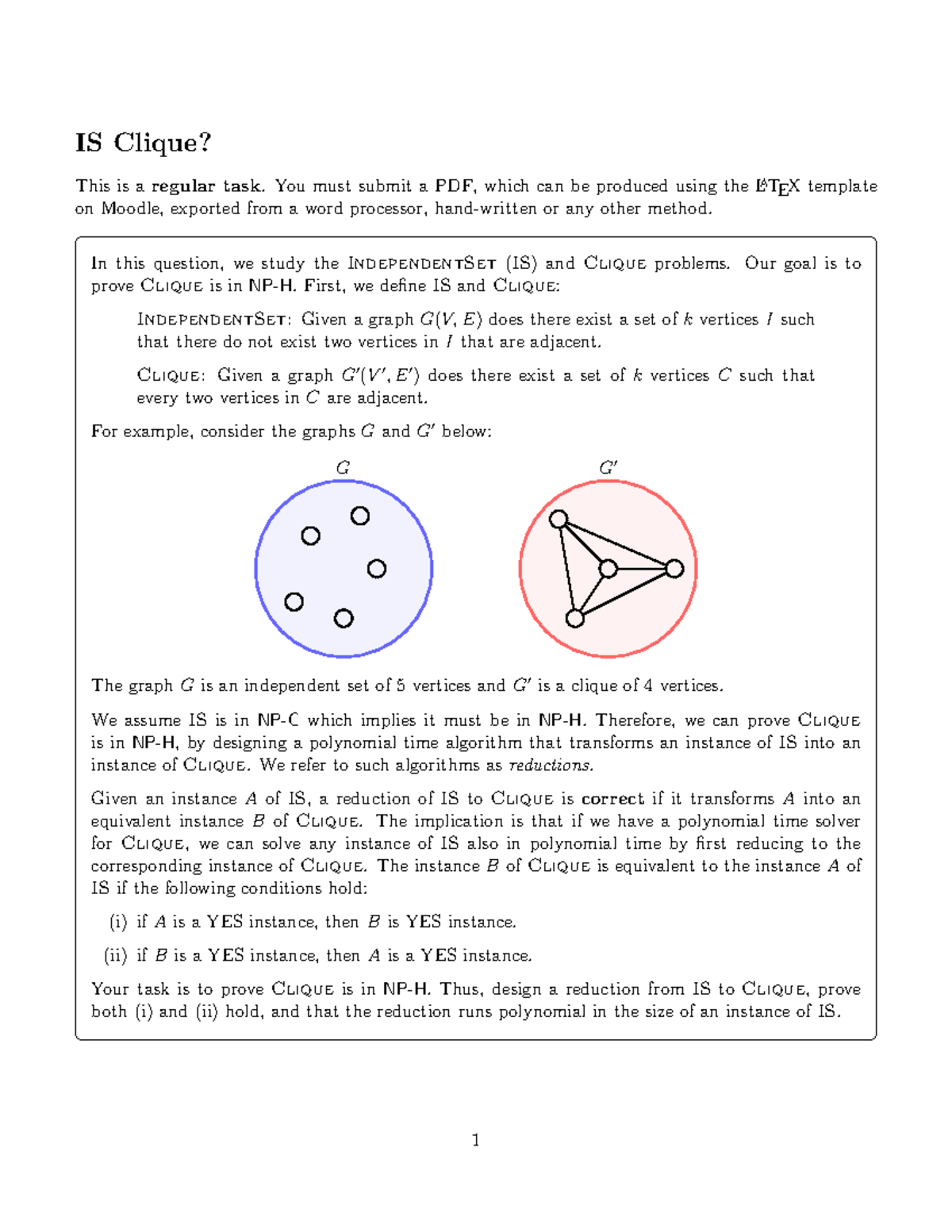 COMP3121 9101-6 - IS Clique? This is a regular task. You must submit a PDF, which can be ...