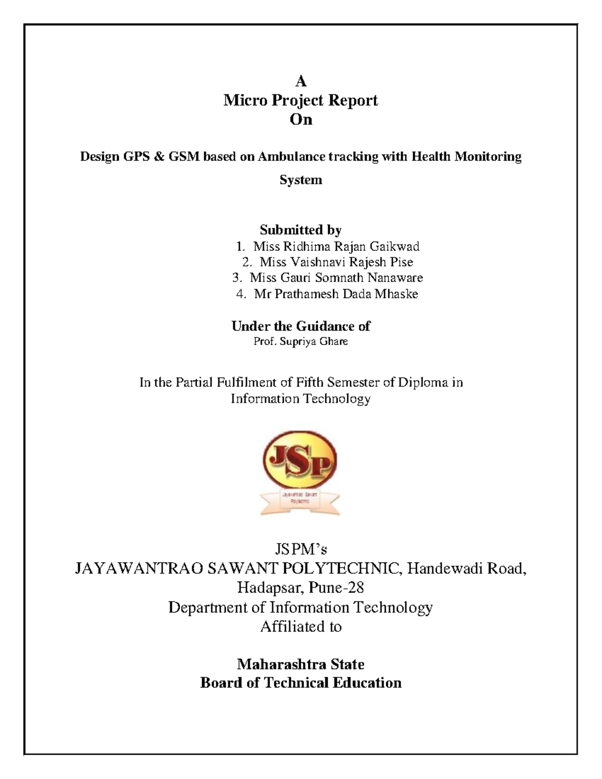 DCO Micro Project 2022 - A Micro Project Report On ####### Design GPS ...