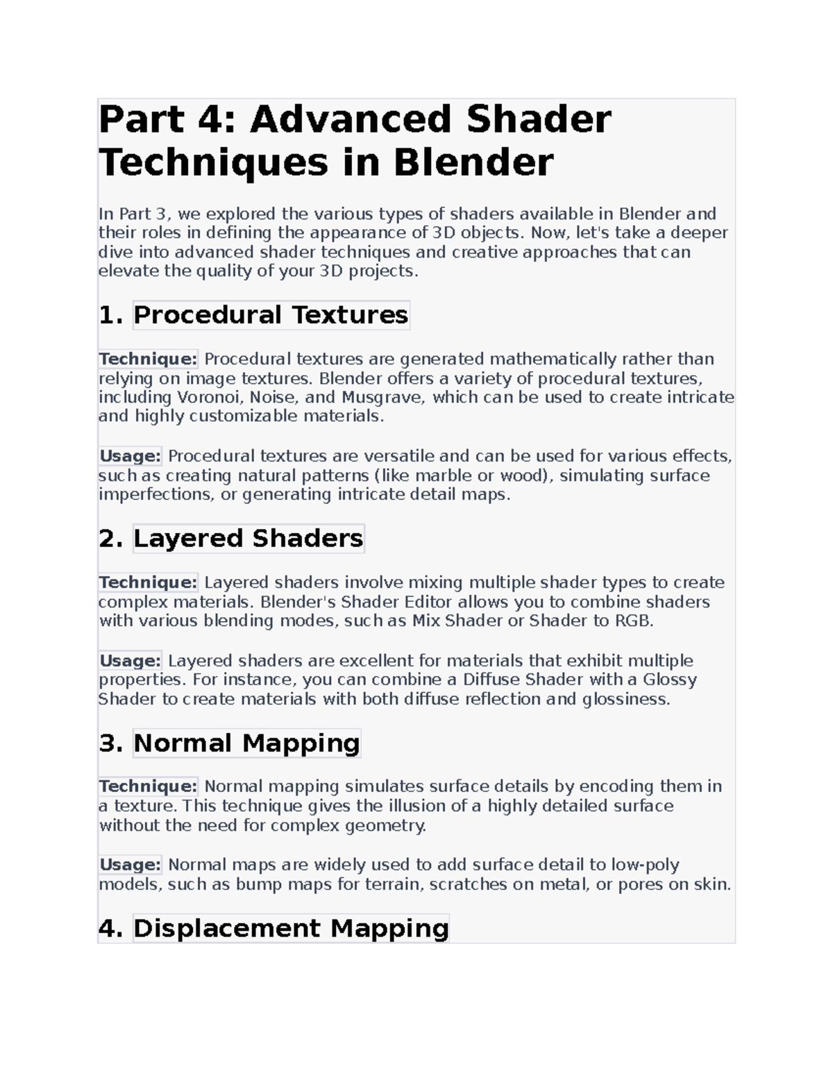 Blender Shader 10 - Notes - Part 4: Advanced Shader Techniques in ...