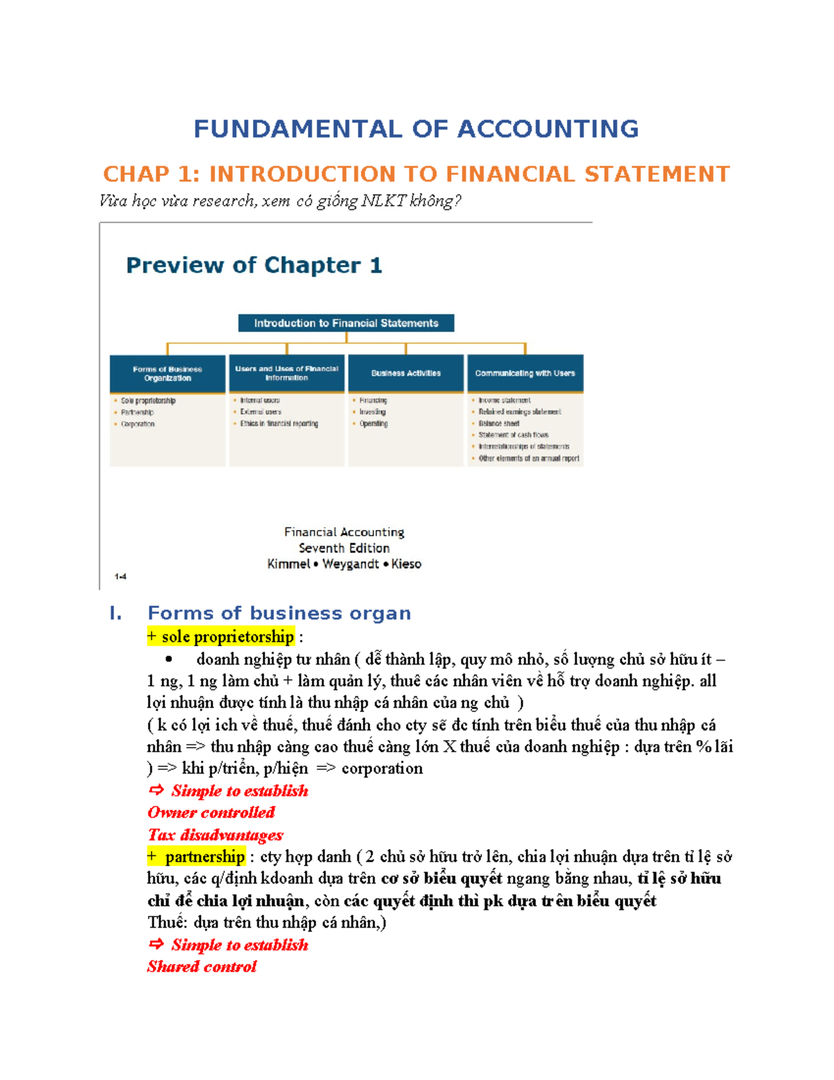Fundamental of accounting note - FUNDAMENTAL OF ACCOUNTING CHAP 1 ...
