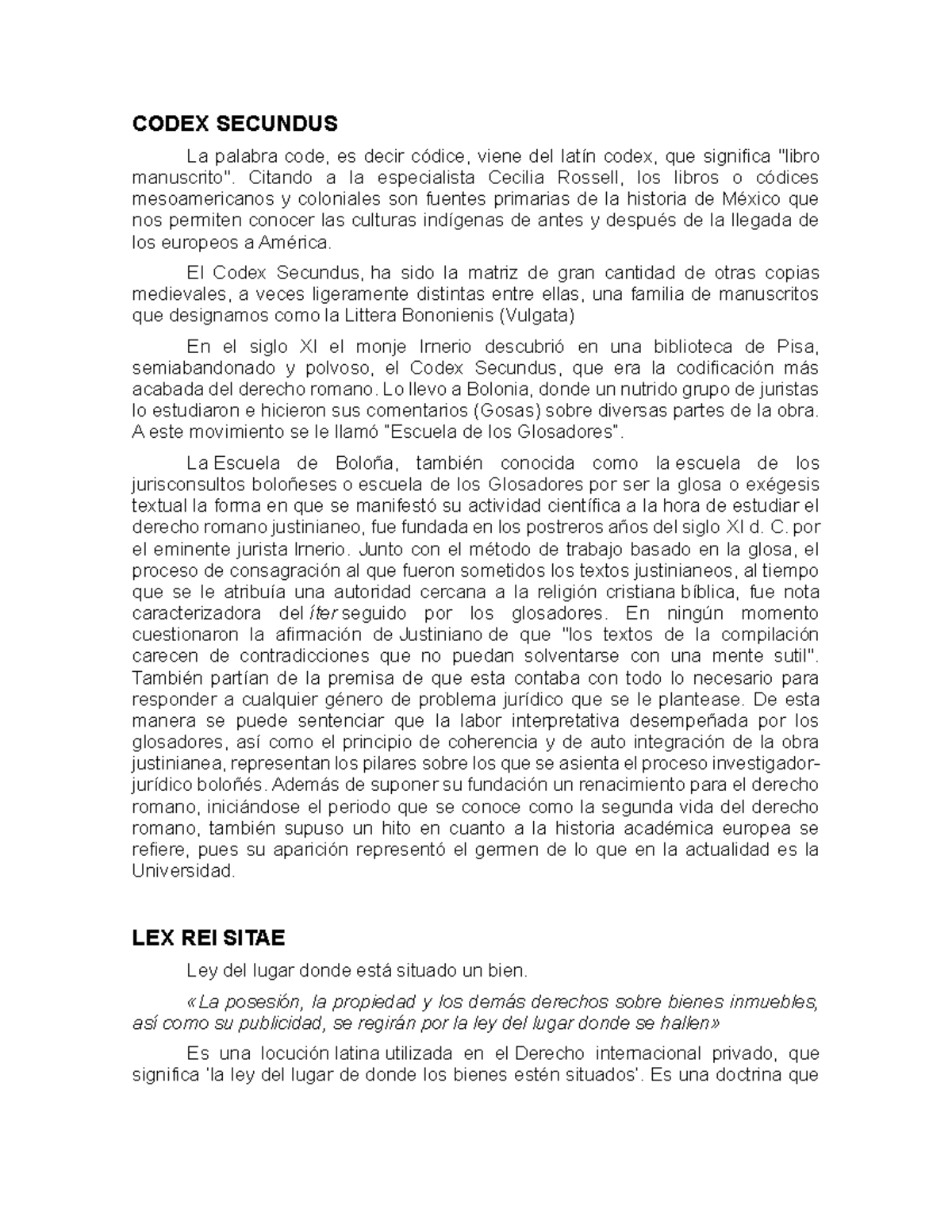 Dipvriv - Resumenes leyes en latin - CODEX SECUNDUS La palabra code, es ...