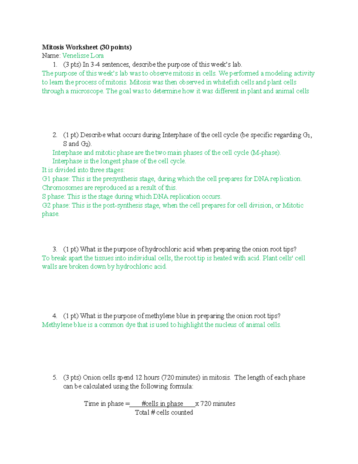 Lab 7 Worksheet F21 - Mitosis Worksheet (30 points) Name: Venelisse ...