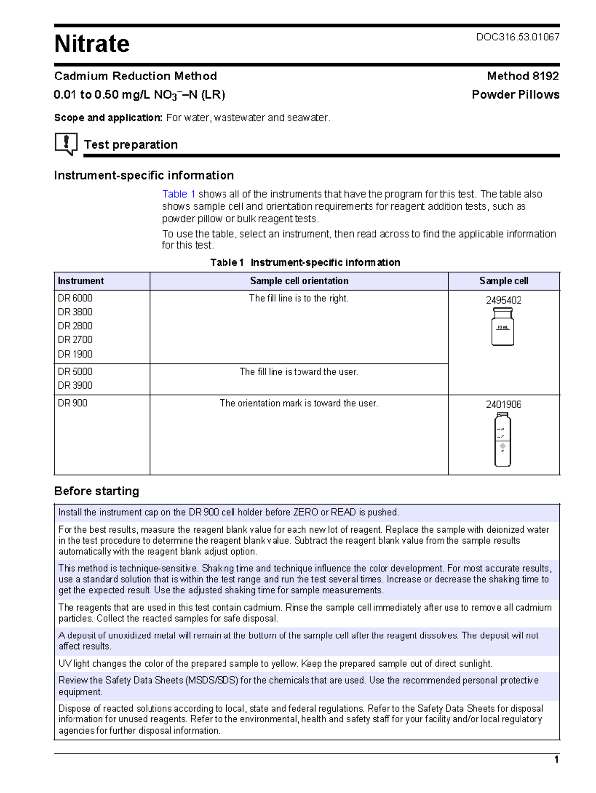 Nitrate - Procedure for Environmental lab - Nitrate DOC316. Cadmium ...