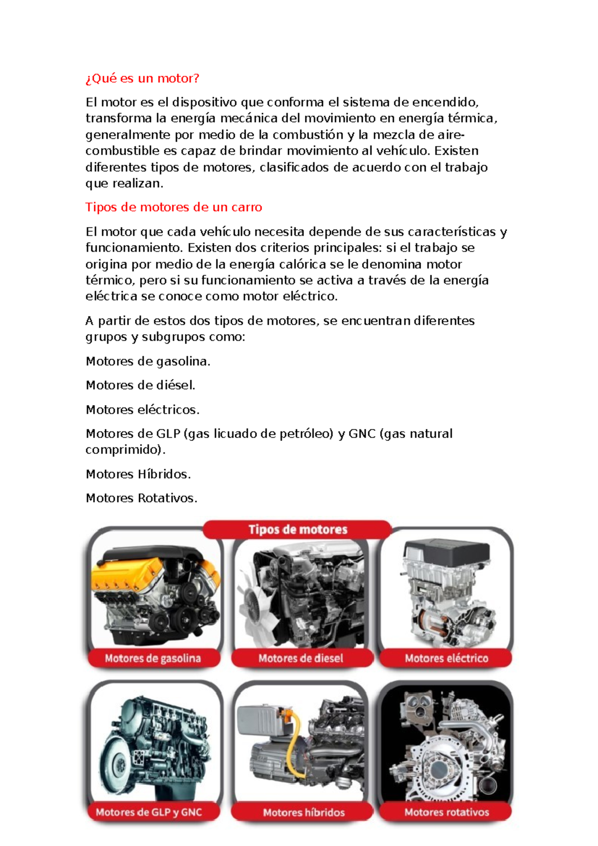 Motor - ¿Qué es un motor? El motor es el dispositivo que conforma el ...