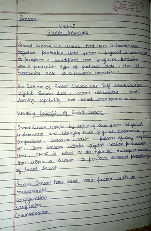 Sensor complete notes - sensors and instrumentation - Studocu