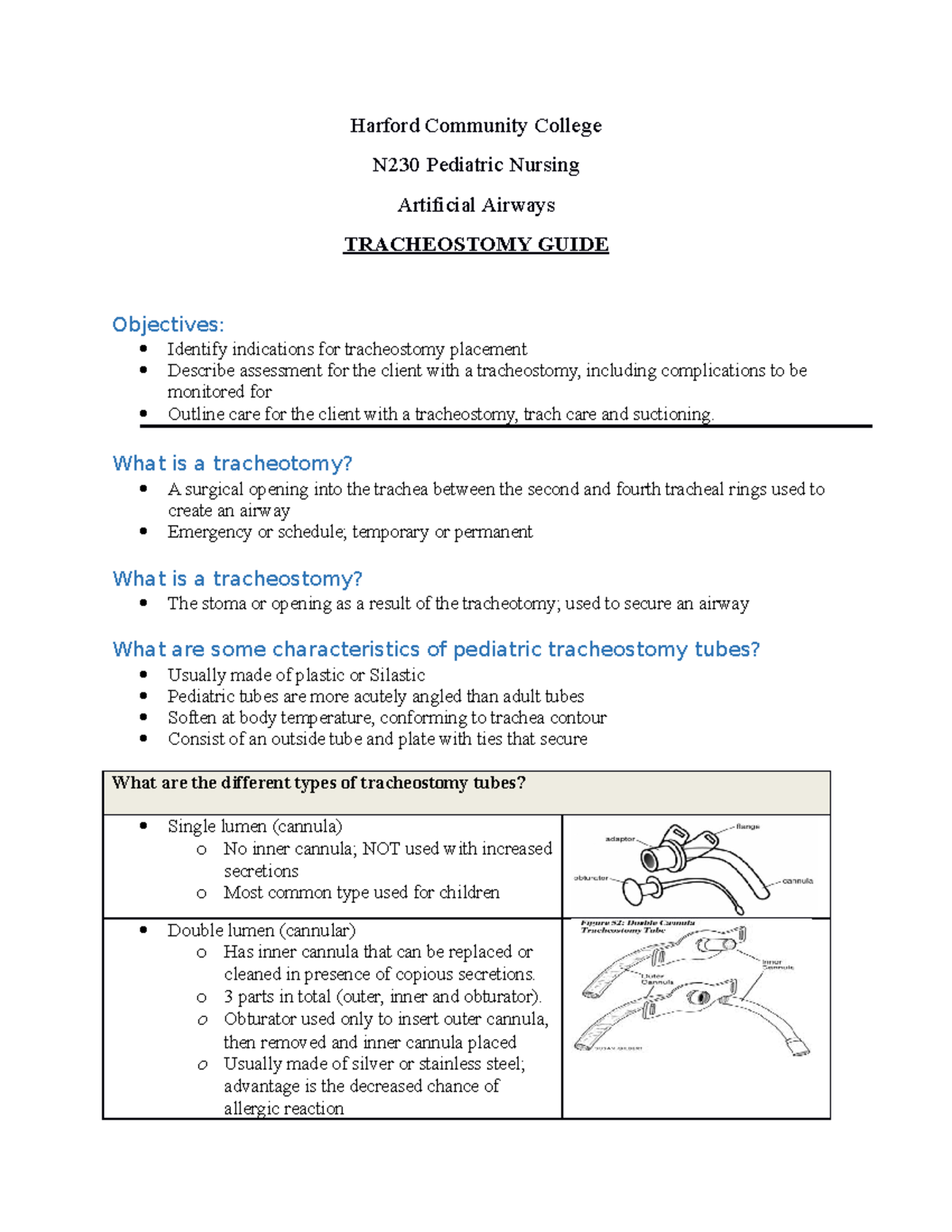 N230 Pediatric Suctioning Skill Guide - Harford Community College N230 ...