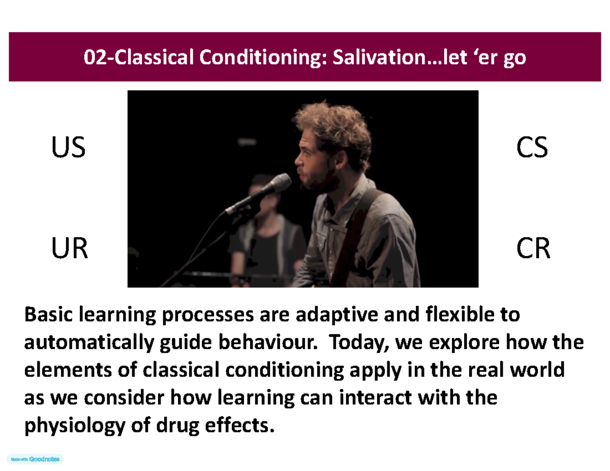Classical Conditioning - . ‘er go Basic learning processes are adaptive and flexible to - Studocu