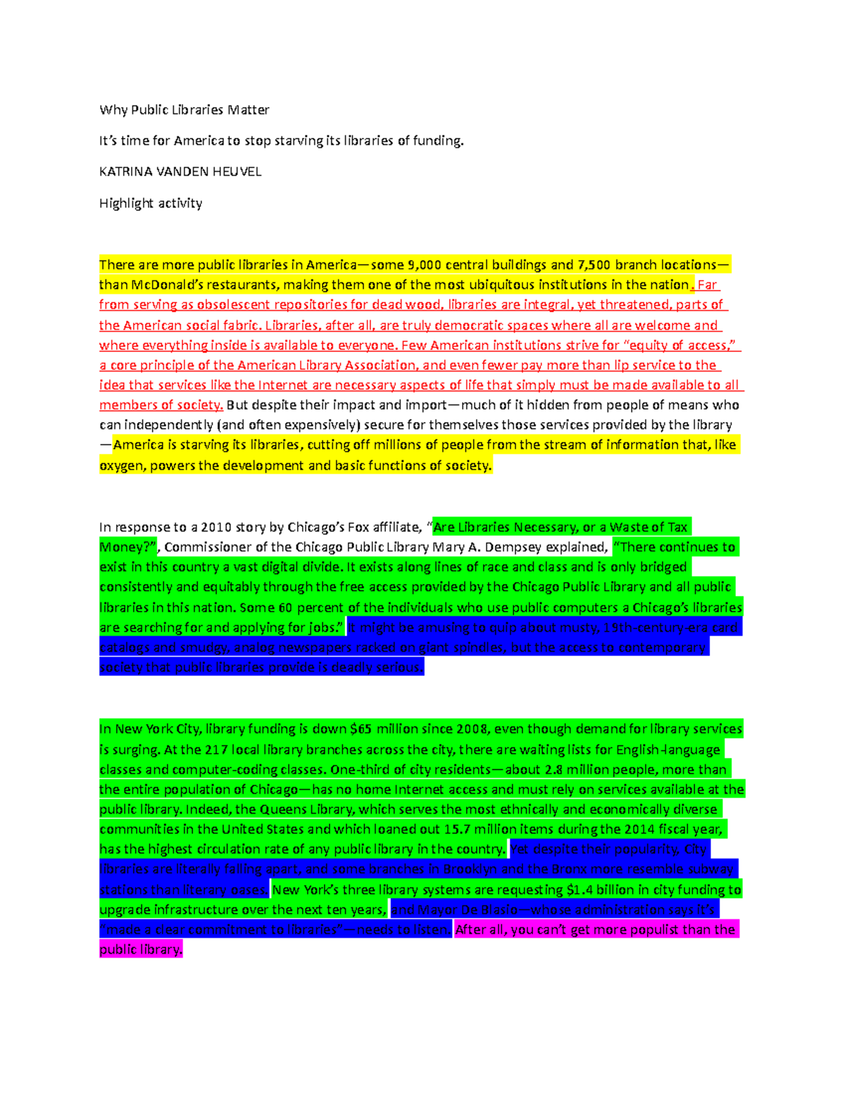 Why Public Libraries Matter david bosch - Why Public Libraries Matter ...